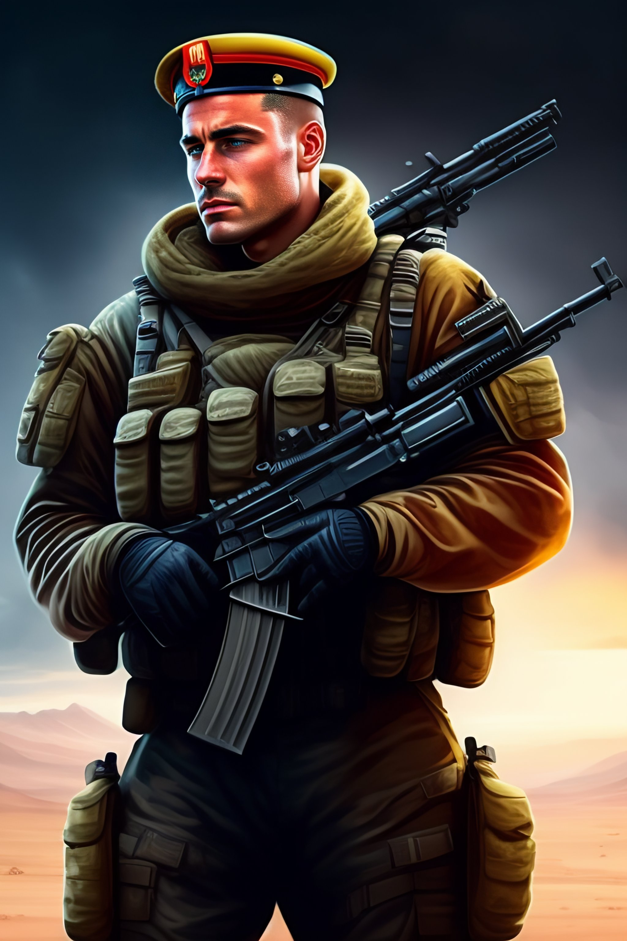 Lexica - French soldier with an AK-47 and a strong armor broken, in ...