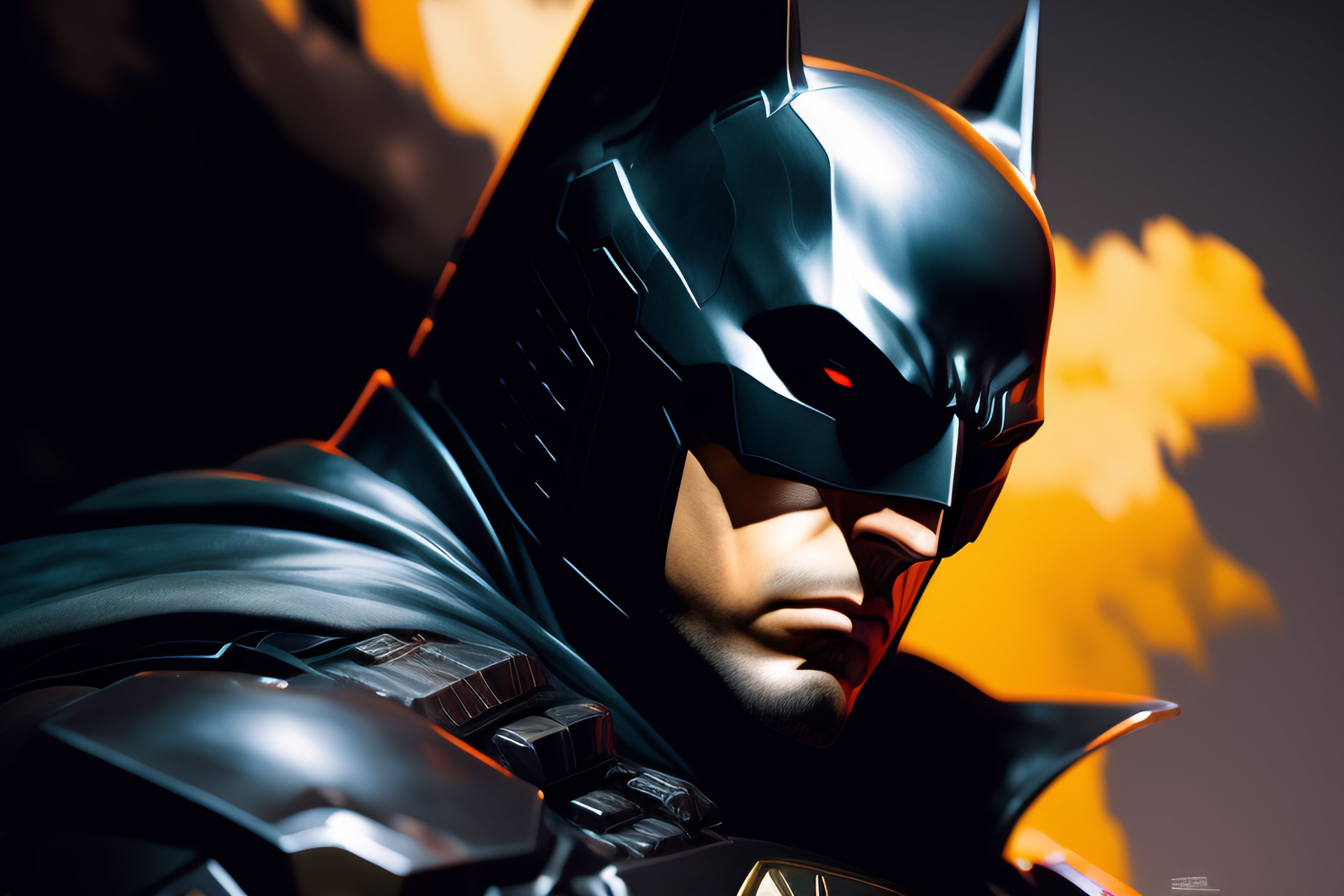 Lexica - Batman wearing metal gear armor holding gun dramatic lighting ...