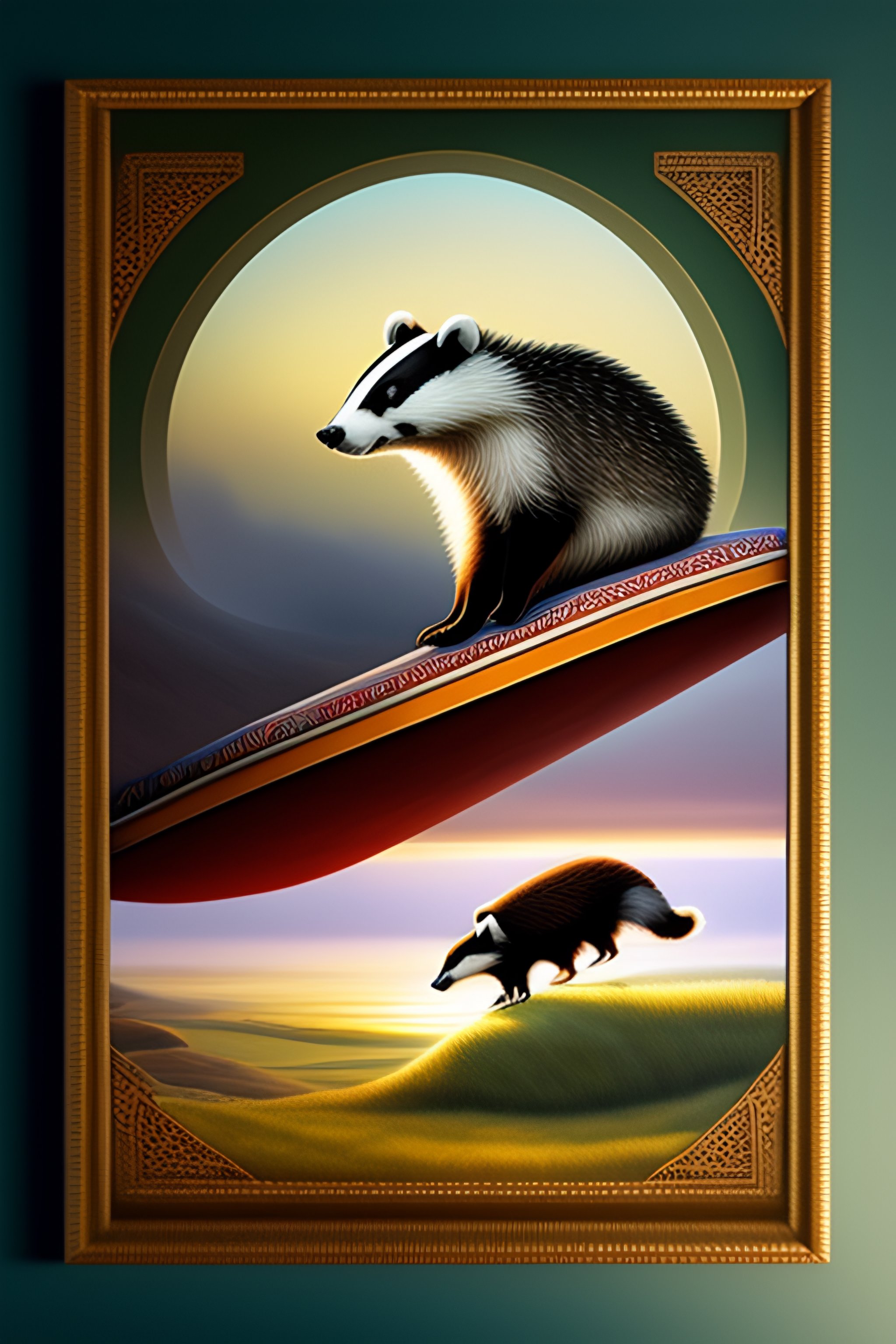 Lexica - Badger on flying carpet