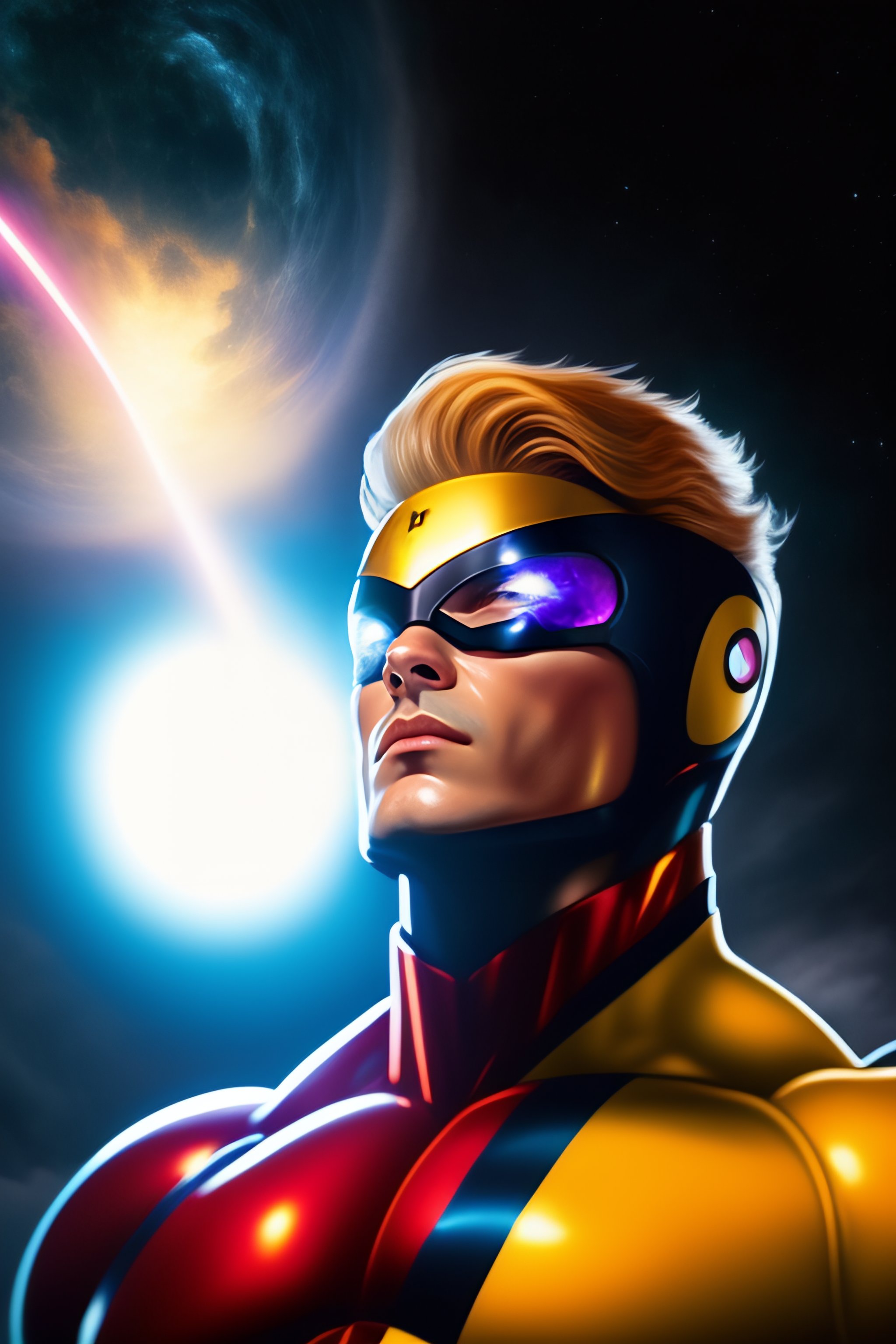 Lexica - Xmen cyclops looking up to blast moon with eye beam