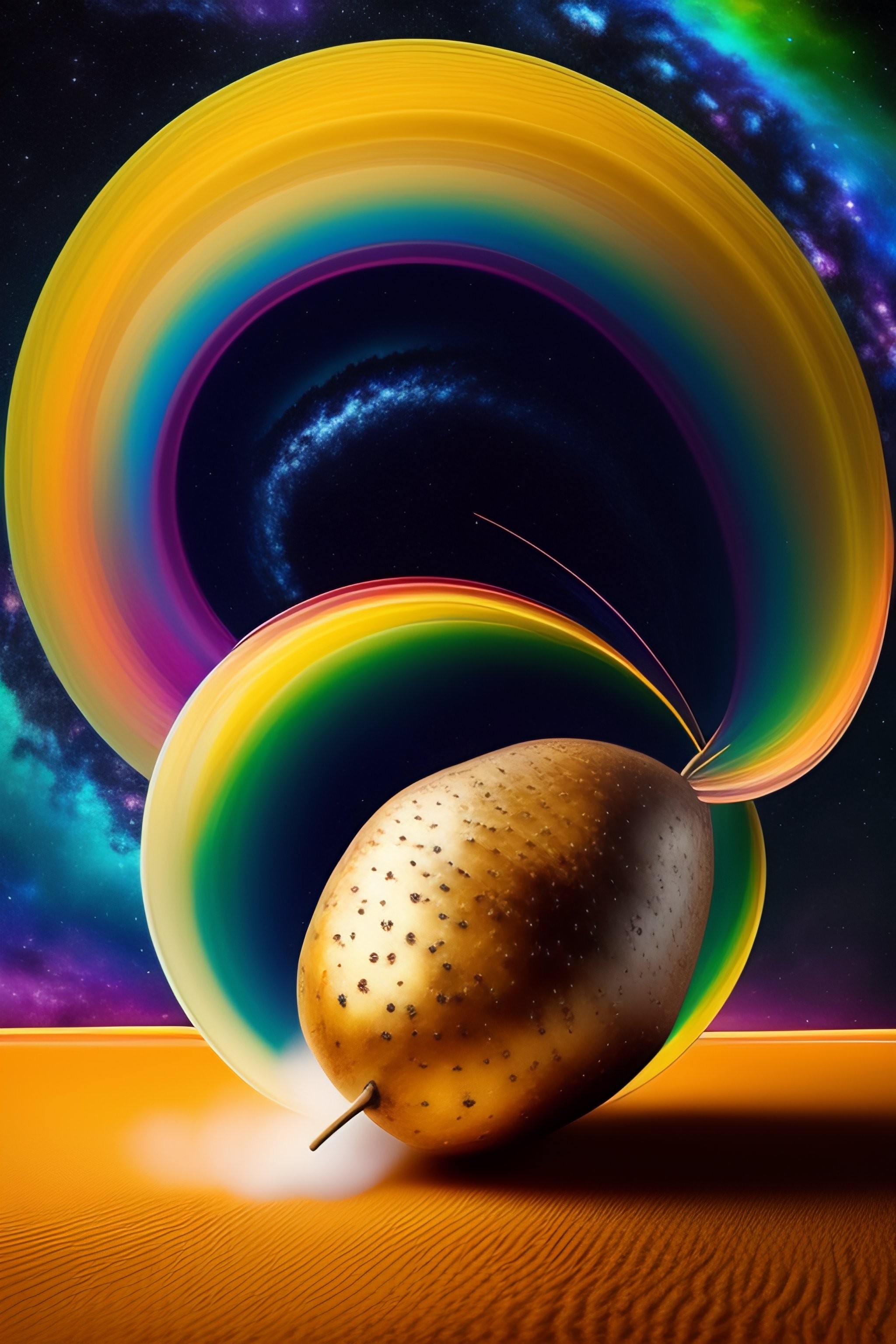 Lexica - Potato flying through cosmos, like van gogh style