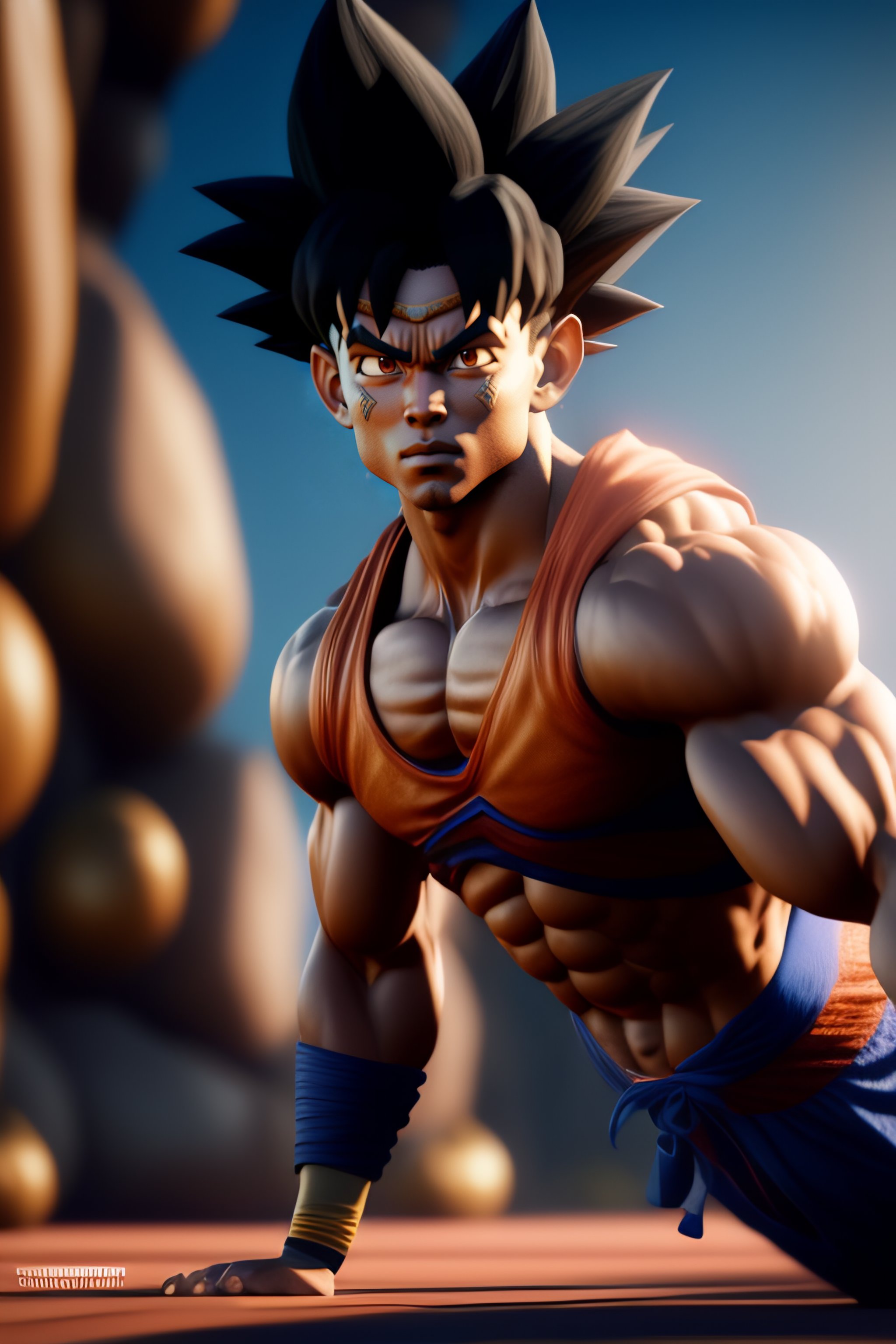 Lexica - Goku doing push ups with a stick, ultra realistic, concept art ...