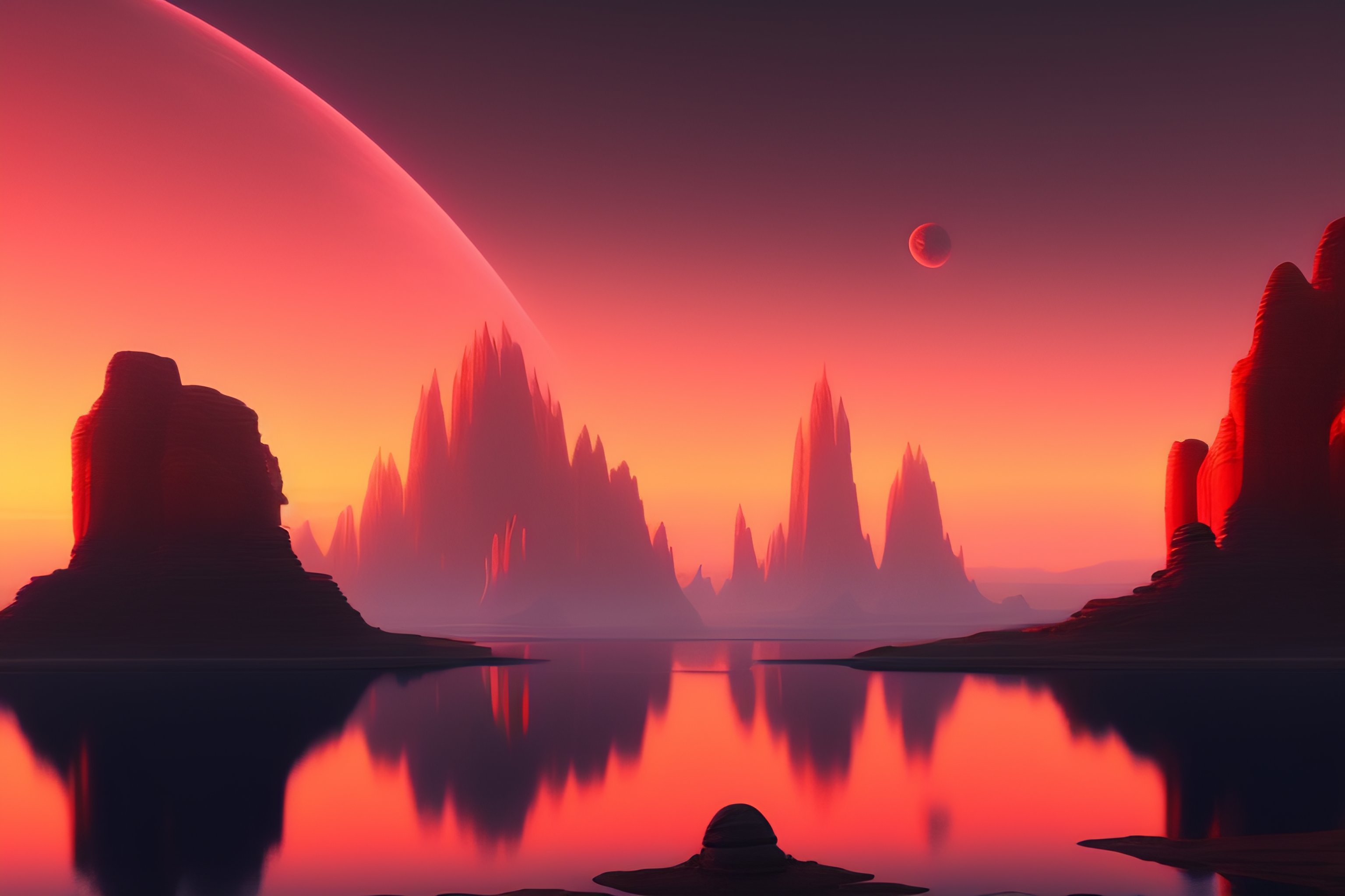 Lexica - Futuristic red environment city enclosed within a glass dome ...