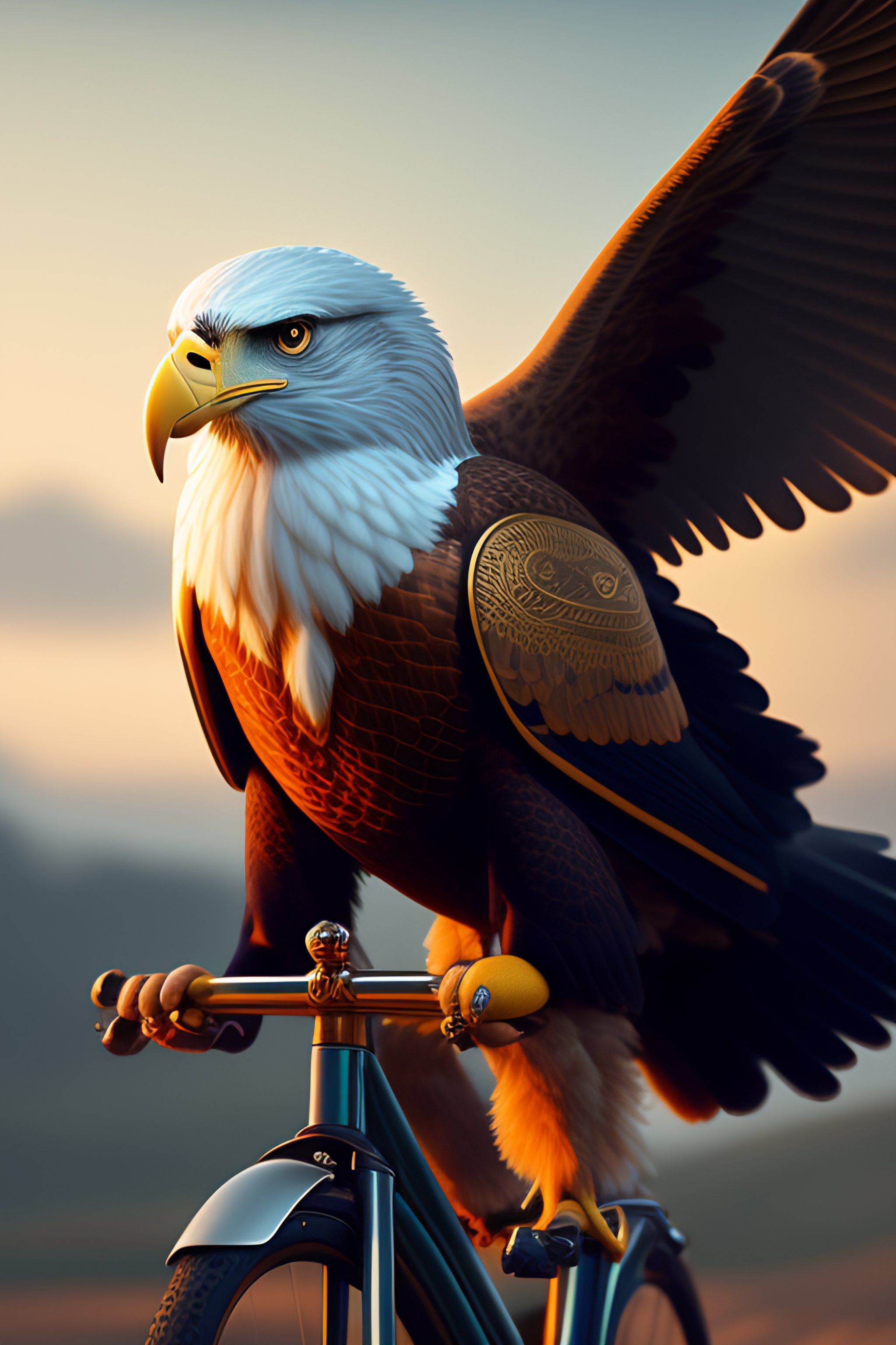 Lexica - An Eagle riding a bicycle, studio lighting, quality ...