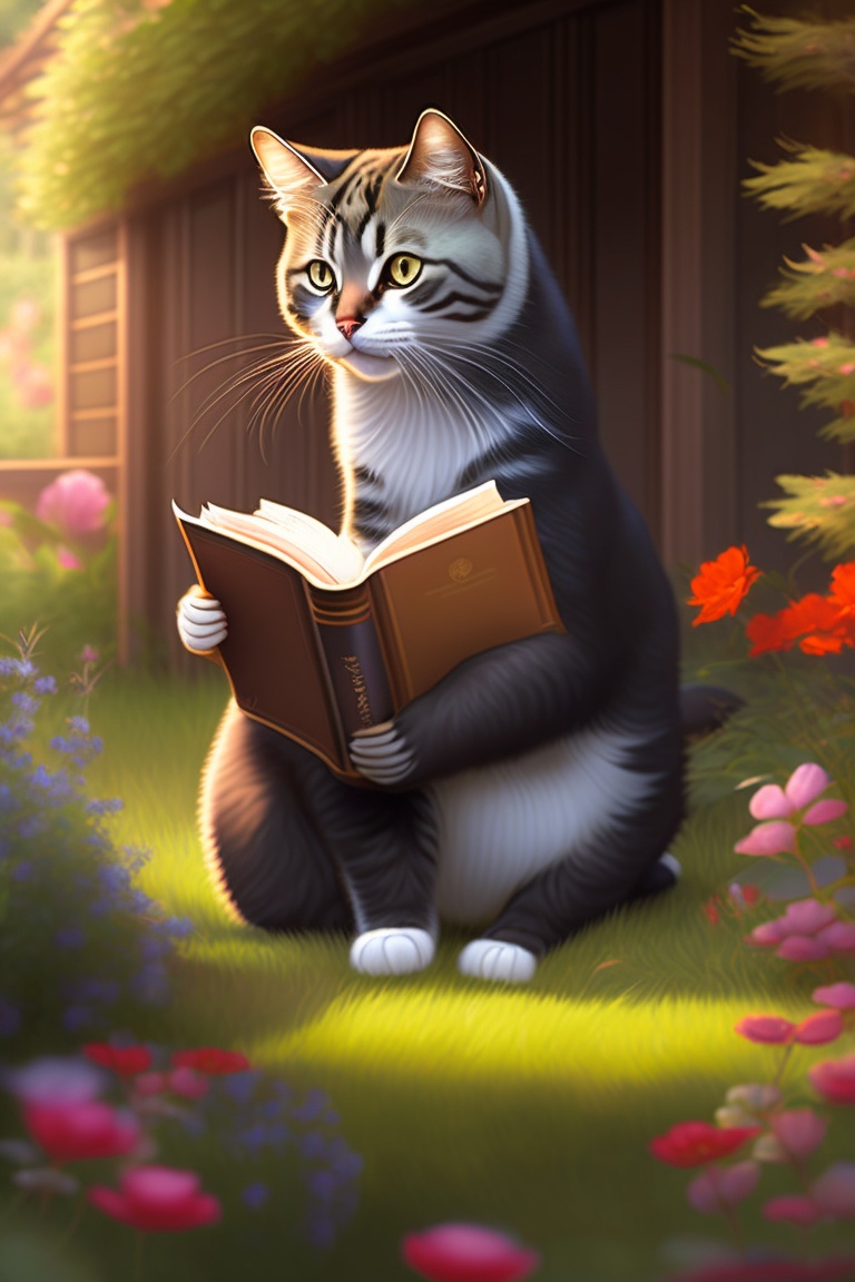 Animated Cat Reading A Book