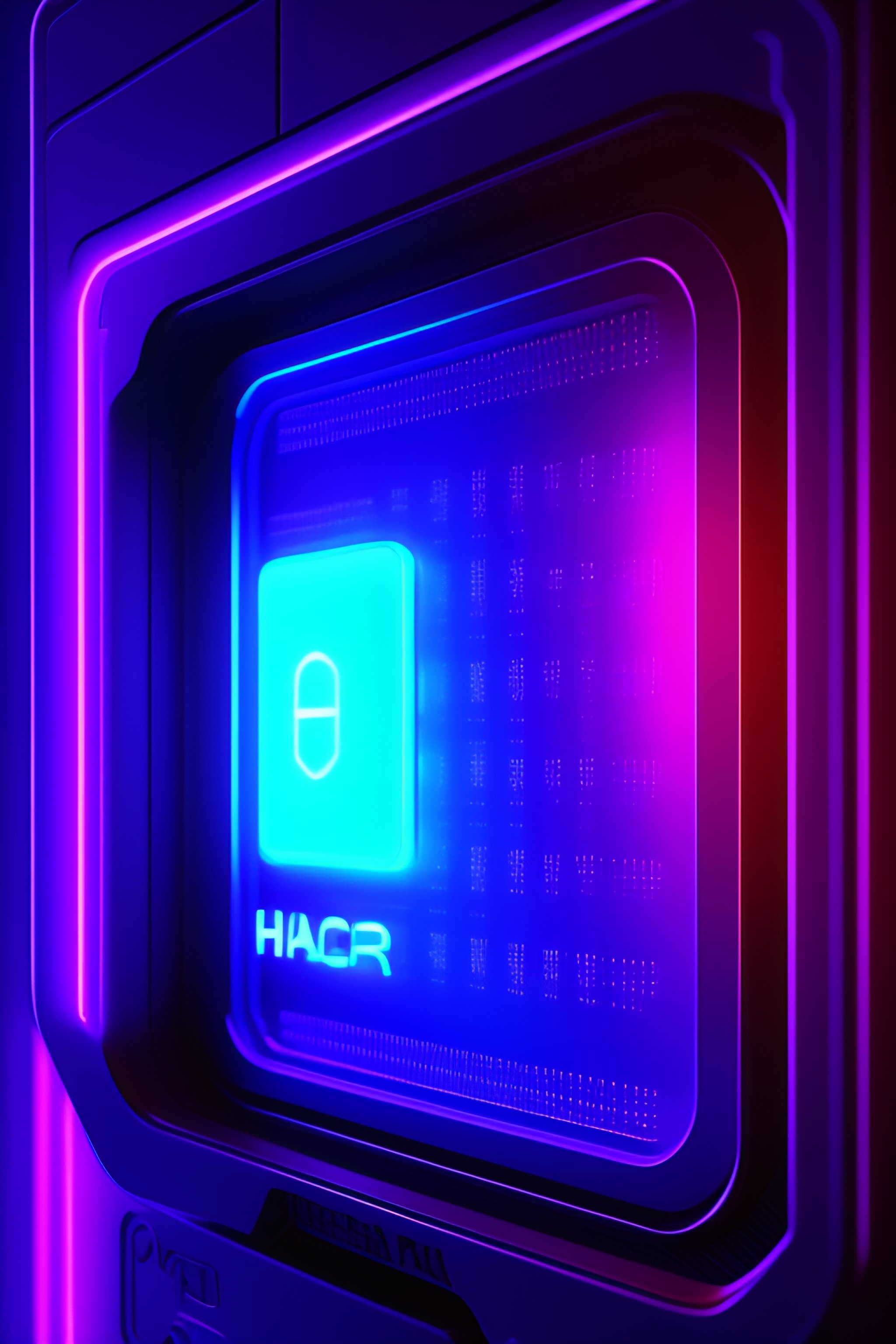 Lexica - One access card that says "Hacker Pass' made of neon purple ...