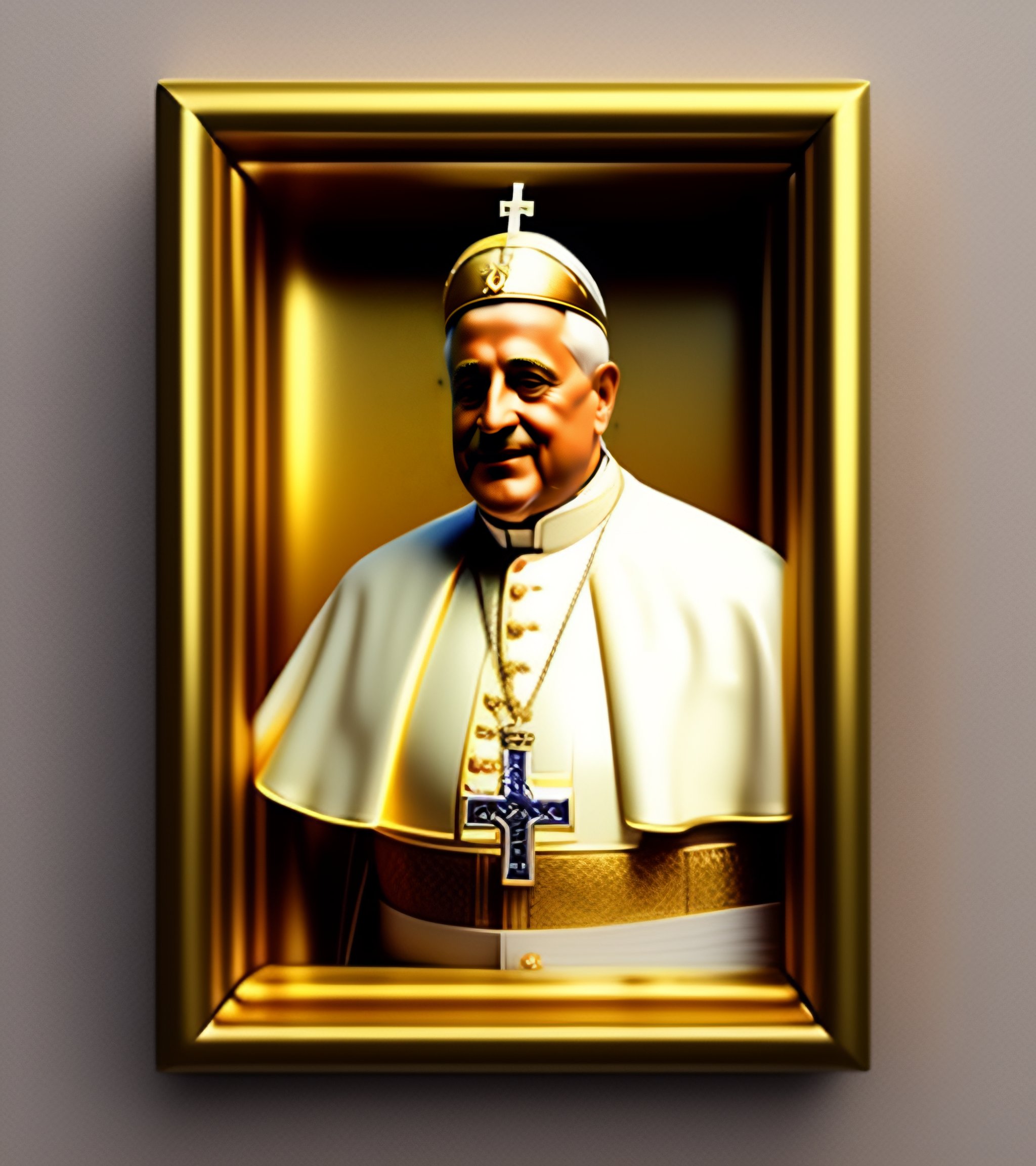 Lexica - A 3D portrait of a Vatican pope in gold gangster dresses and ...