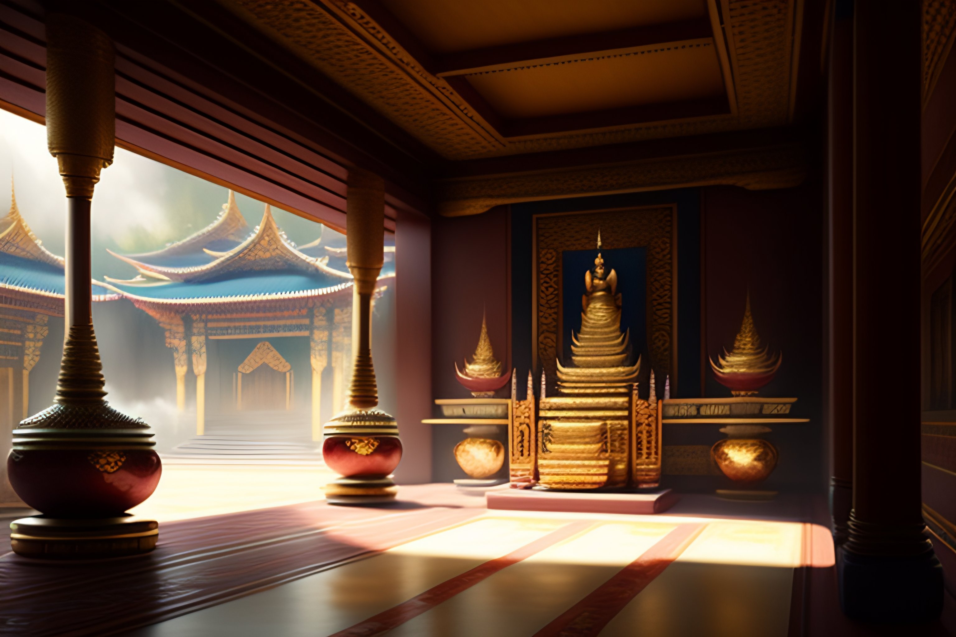Buddhist Temple Interior