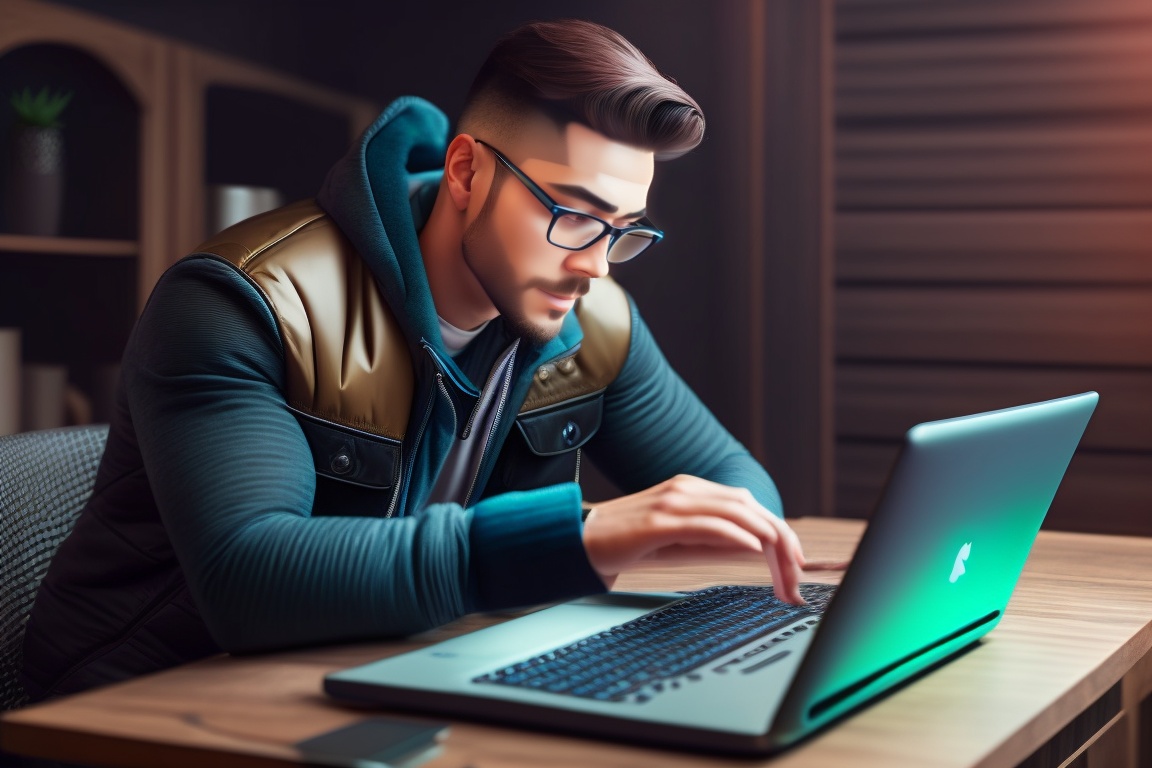 Lexica - A person using computer with laptop, mobile for coding