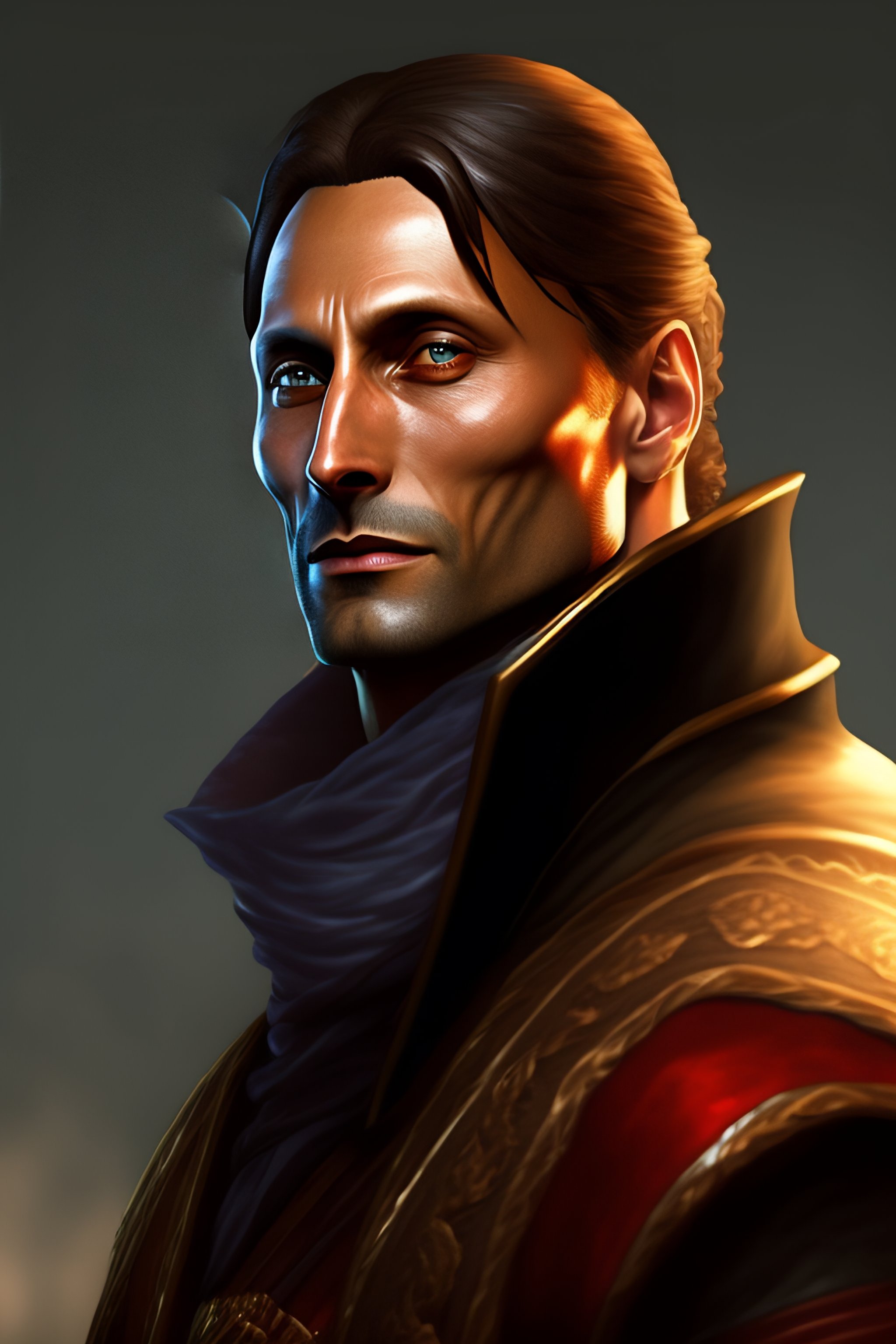 Lexica - Mads Mikkelsen as a Human Fighter in the style of a Baldurs ...