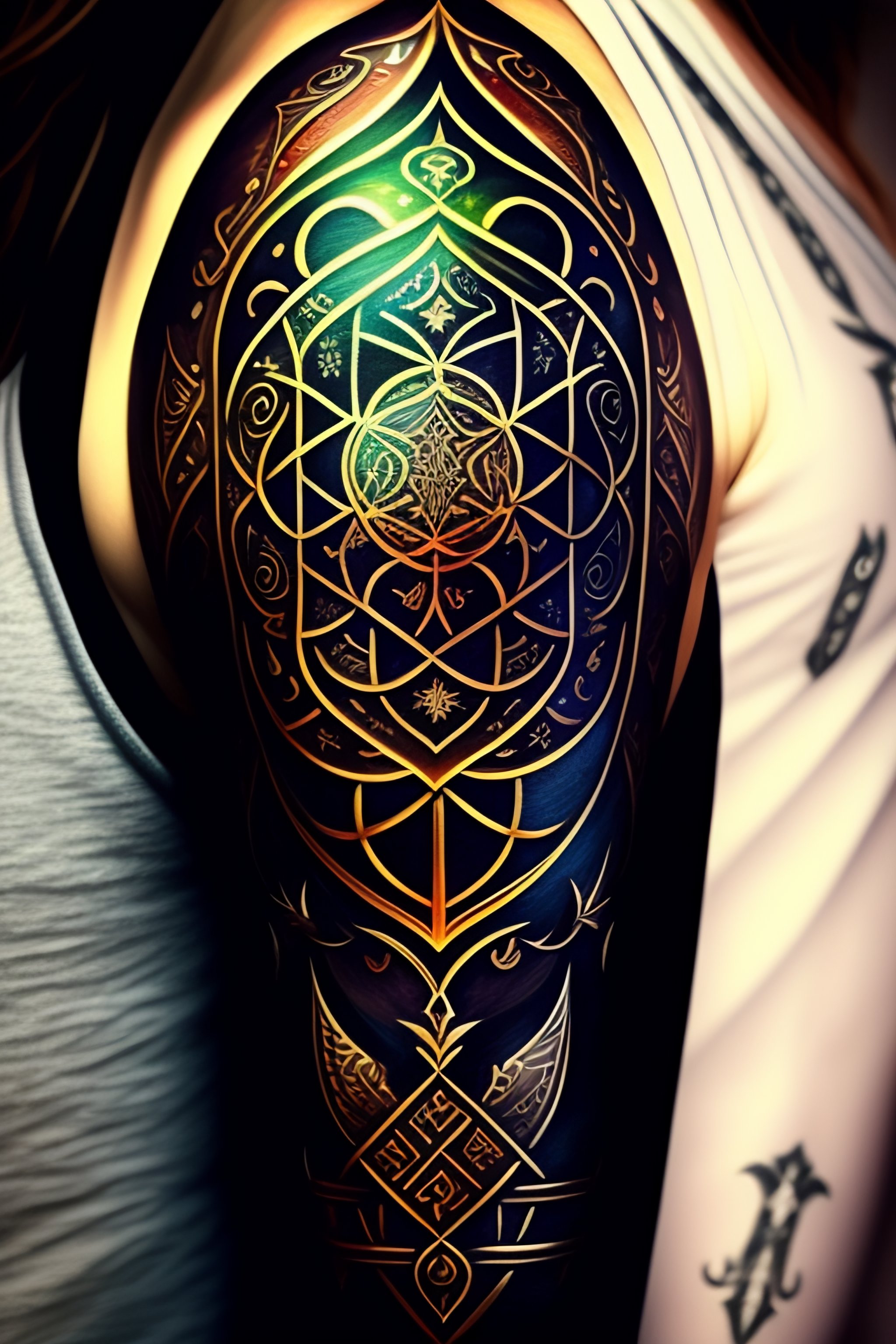 Lexica - Cool tattoo, maximum detail, magic, protection, warrior ...