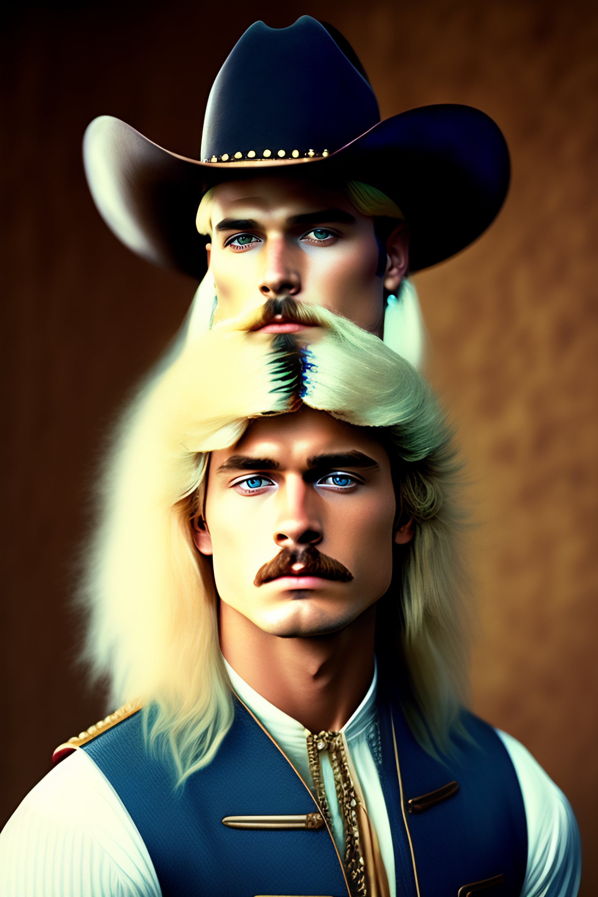 Lexica - Oliver Tree Cowboy Tears, goatee, blonde bowlcut mullet