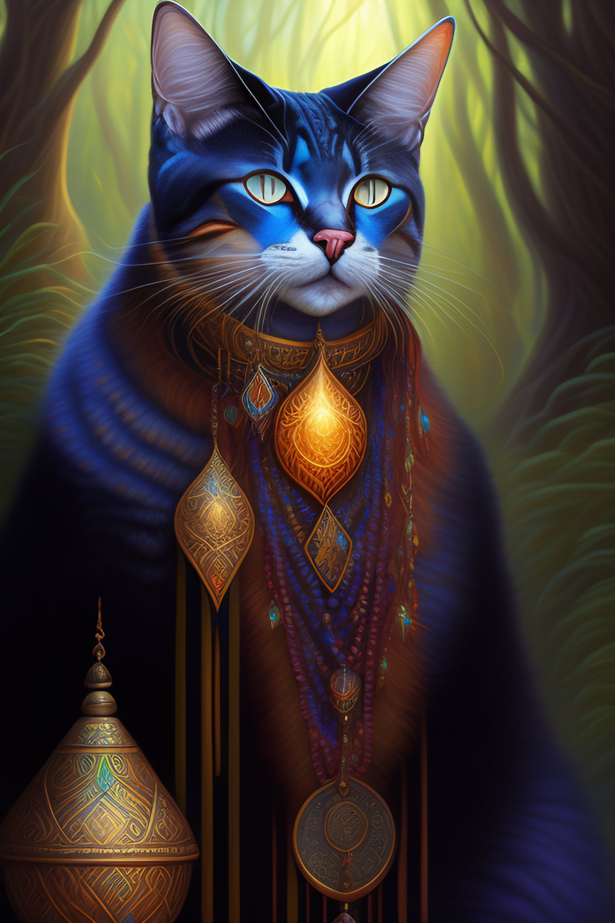 Lexica - A digital painting of a cat shaman, inspired by tomasz alen ...
