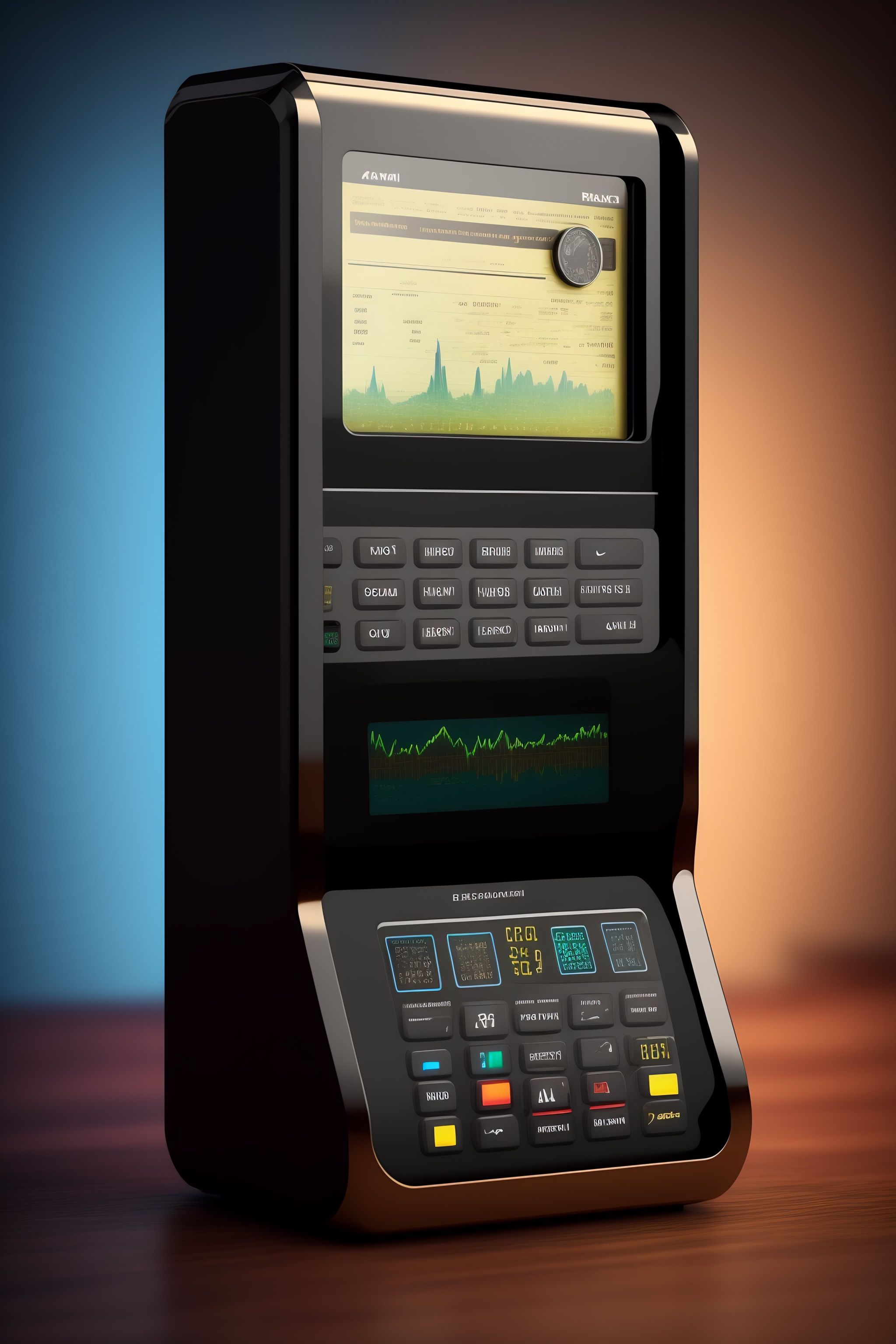 Lexica - Full shot front view of a digital ink device made to display ...