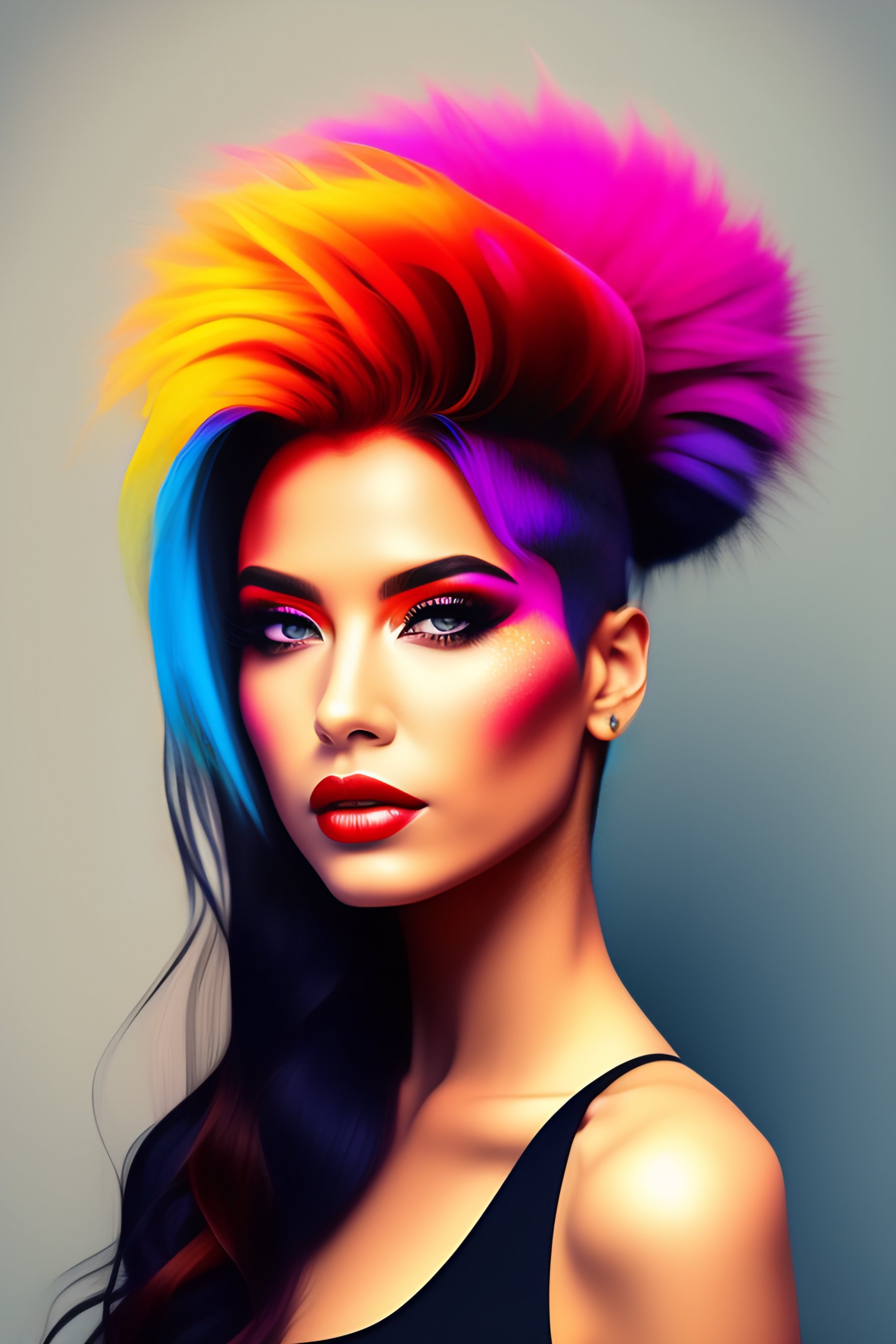 Lexica - Flat design, Portrait of a punk girl from abstract lines