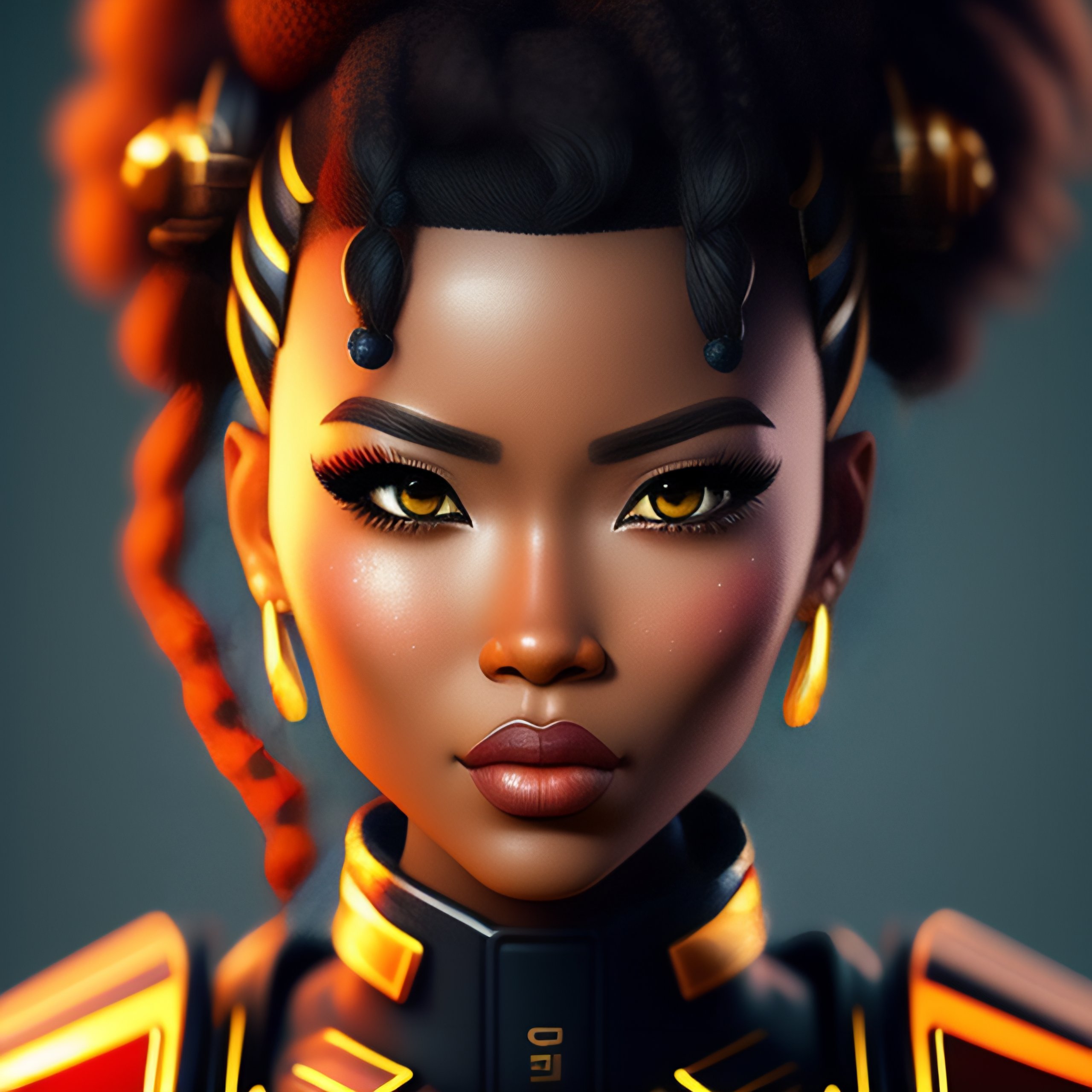 Lexica - 2D character cyborg cartoon style