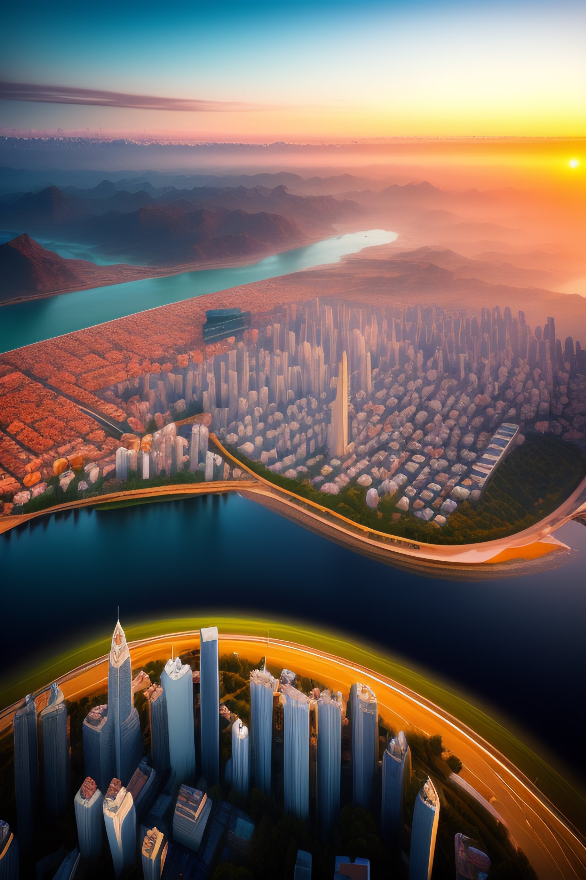 Lexica - Wallpaper city from above