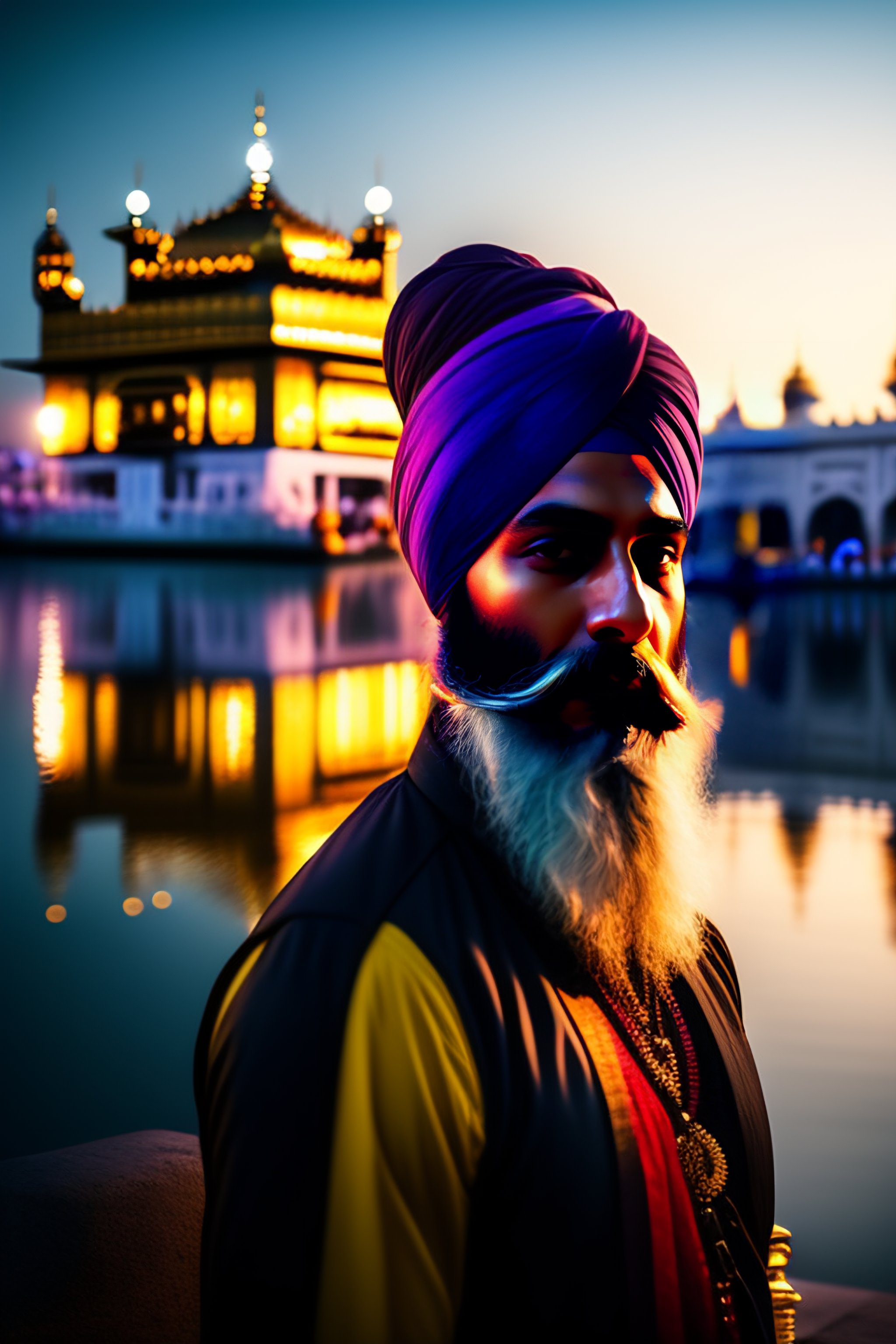 Lexica - A sikh posing for a selfie in front of the golden temple ...