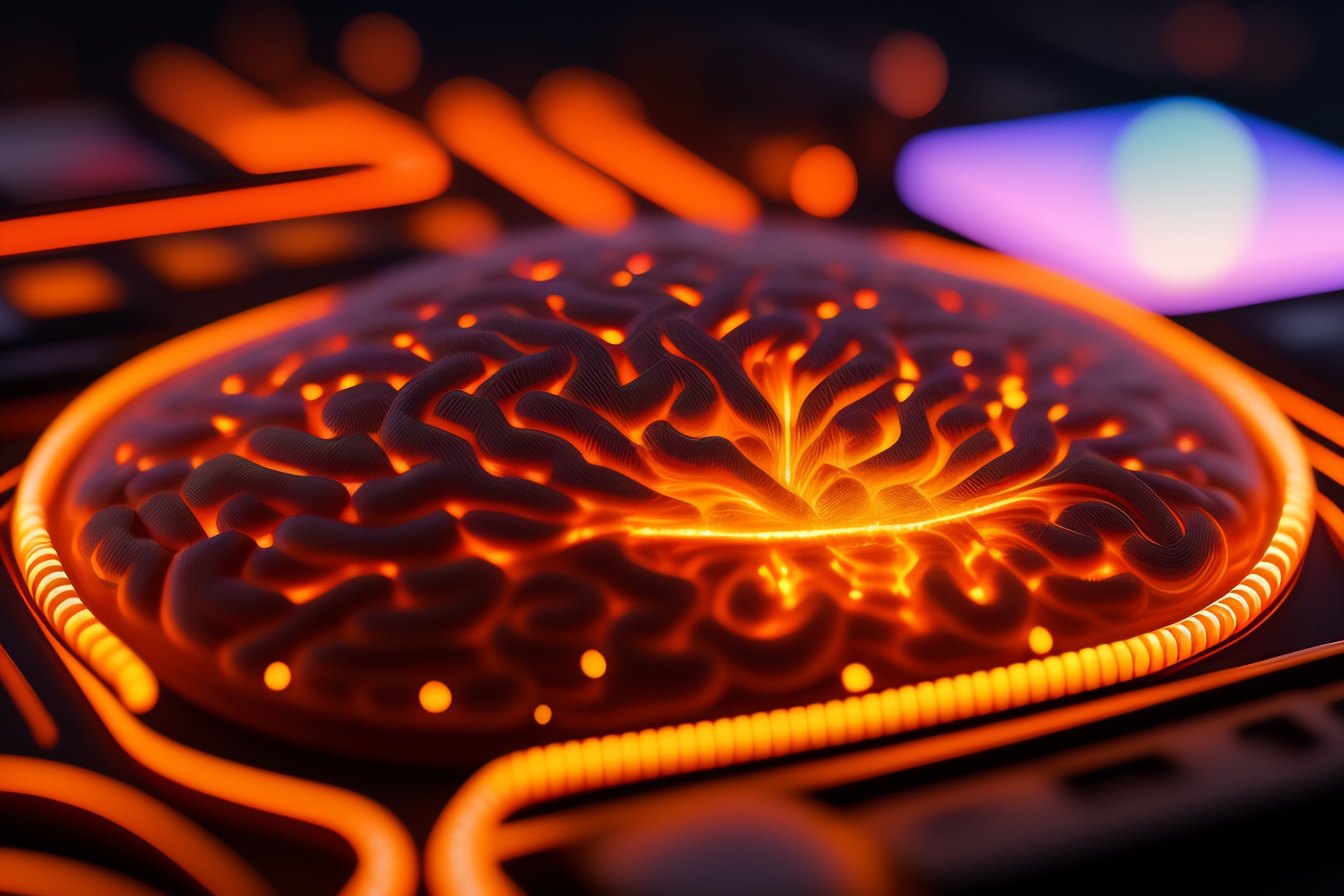 Lexica - Human brain merging machine ai parts, like iphone, light ...