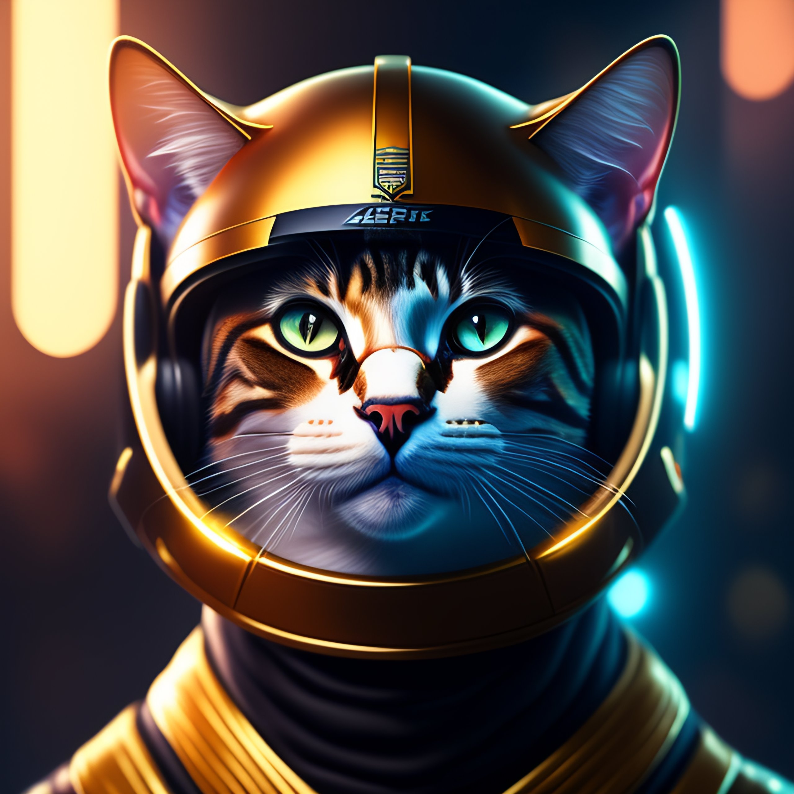 Lexica - Portrait of a cat starship captain with a helmet as an apex ...