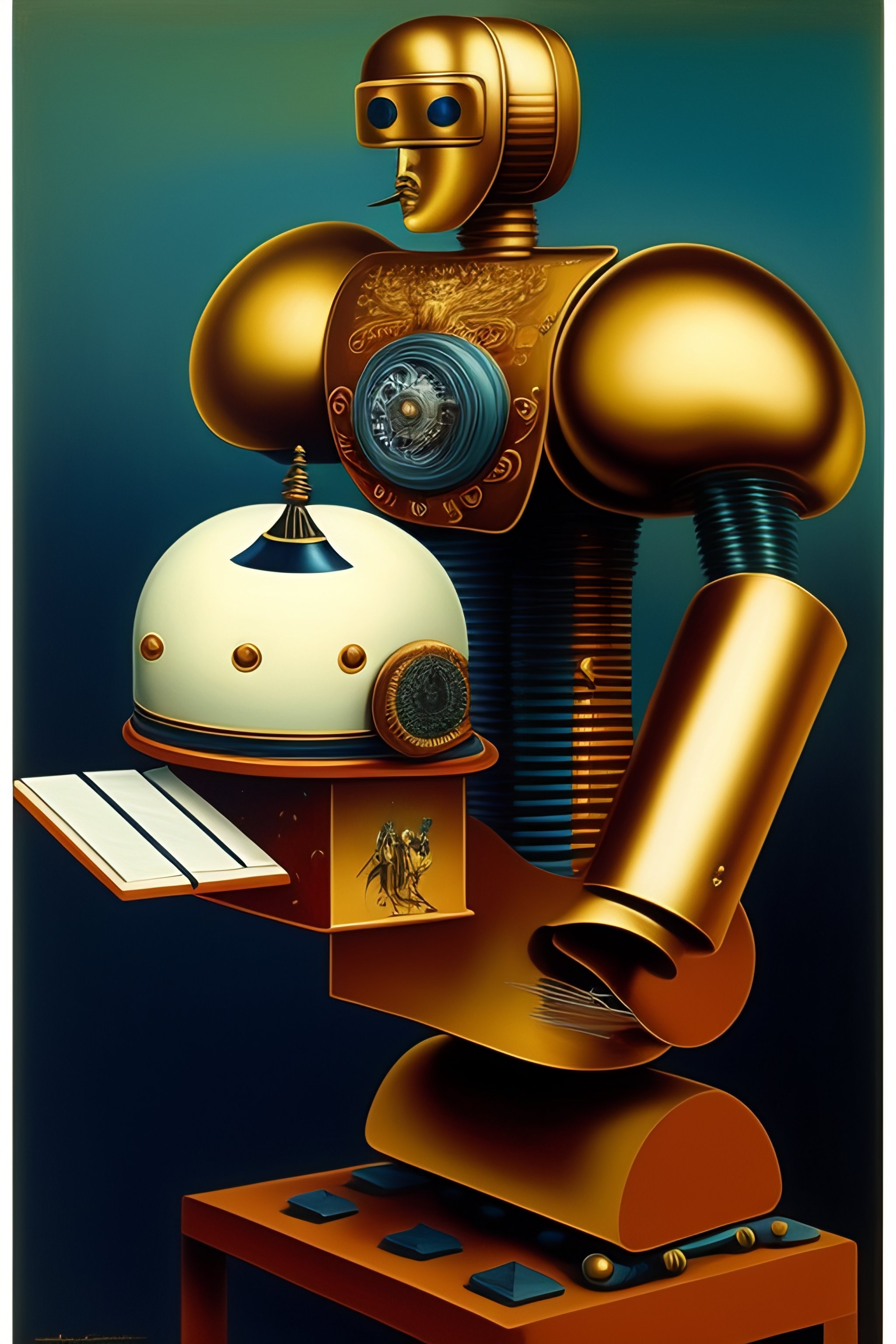 Lexica - Salvador Dali as a robot, he is painting a picture of another ...