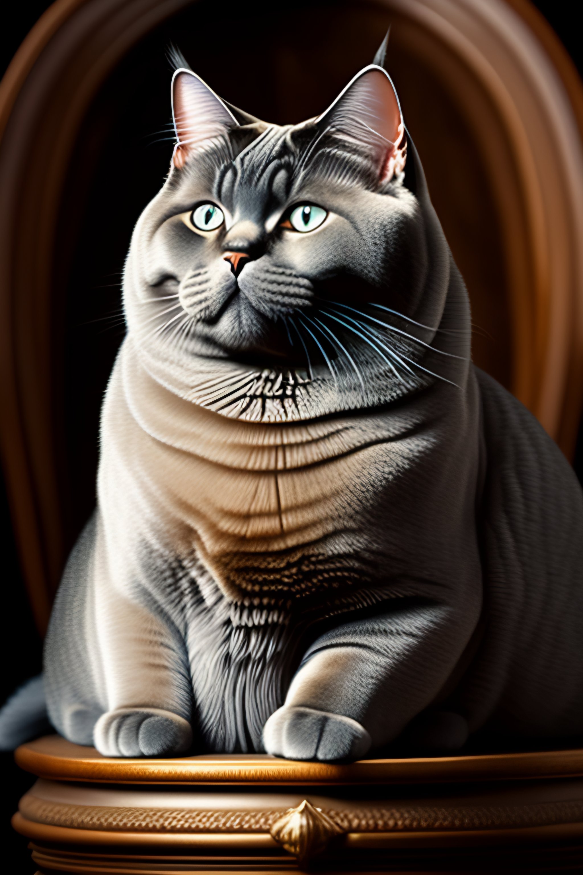 Lexica - A portrait of British shorthair gray cat as a king sitting on ...
