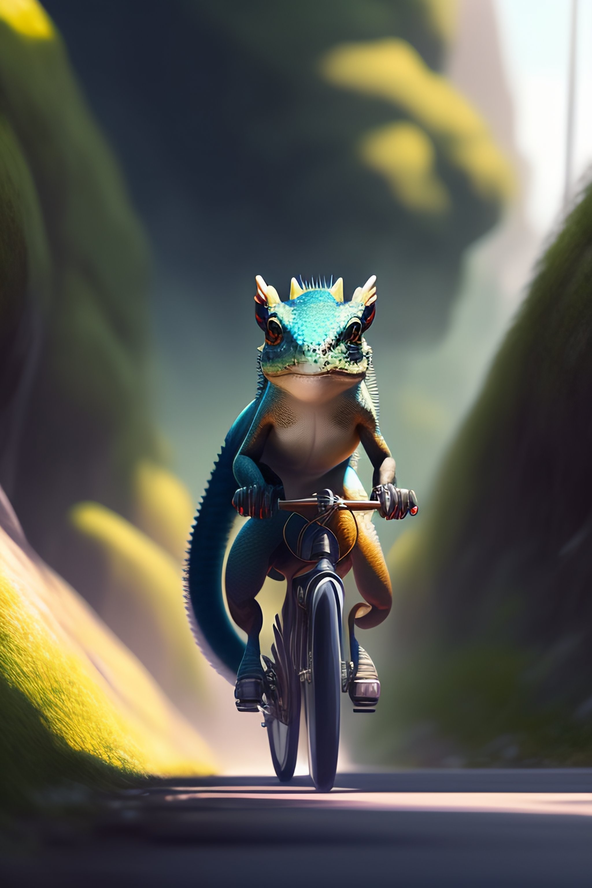 Lexica - A lizard cycling by greg rutkowski makoto shinkai kyoto ...