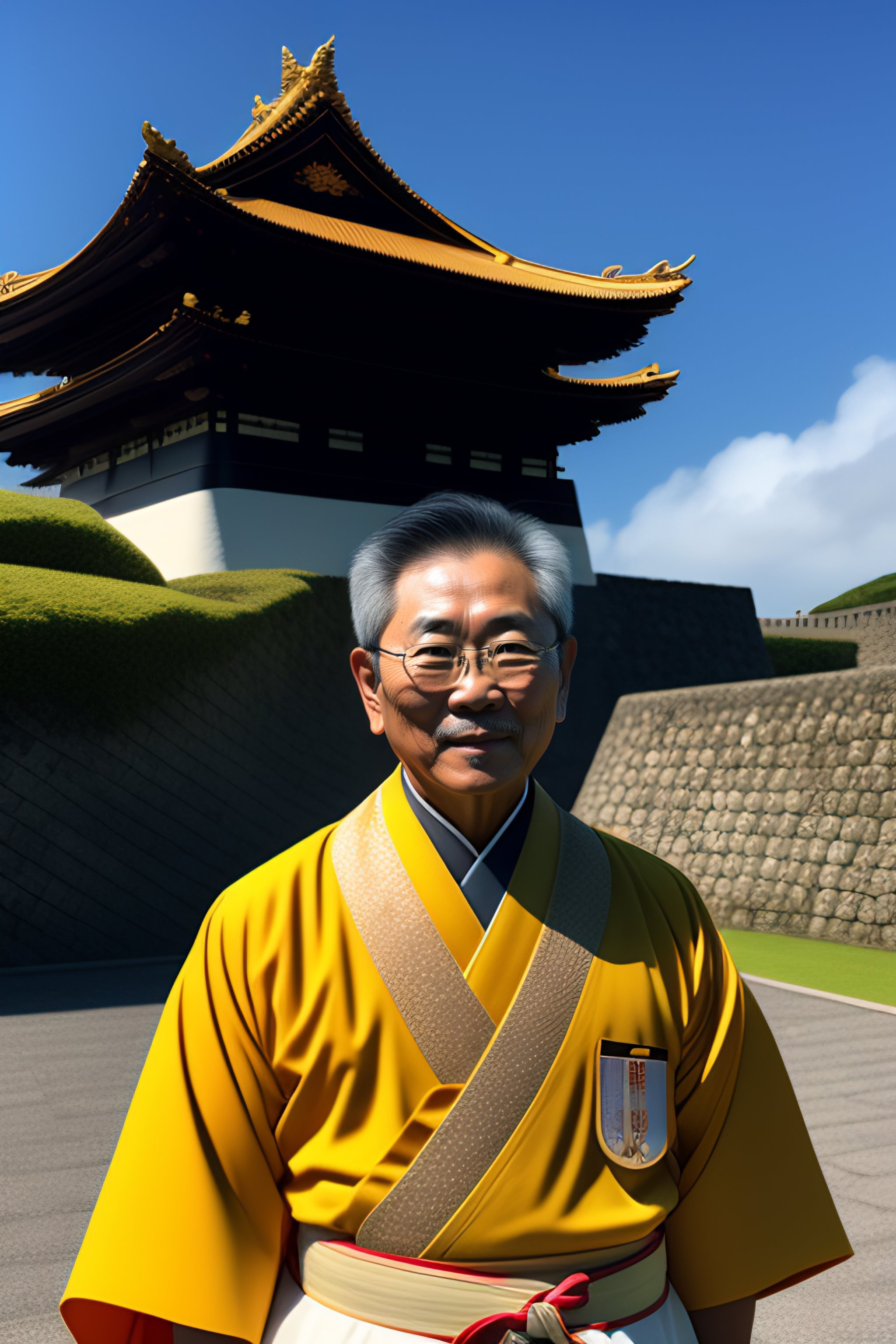 Lexica - Matayoshi sensei behind okinawa castle