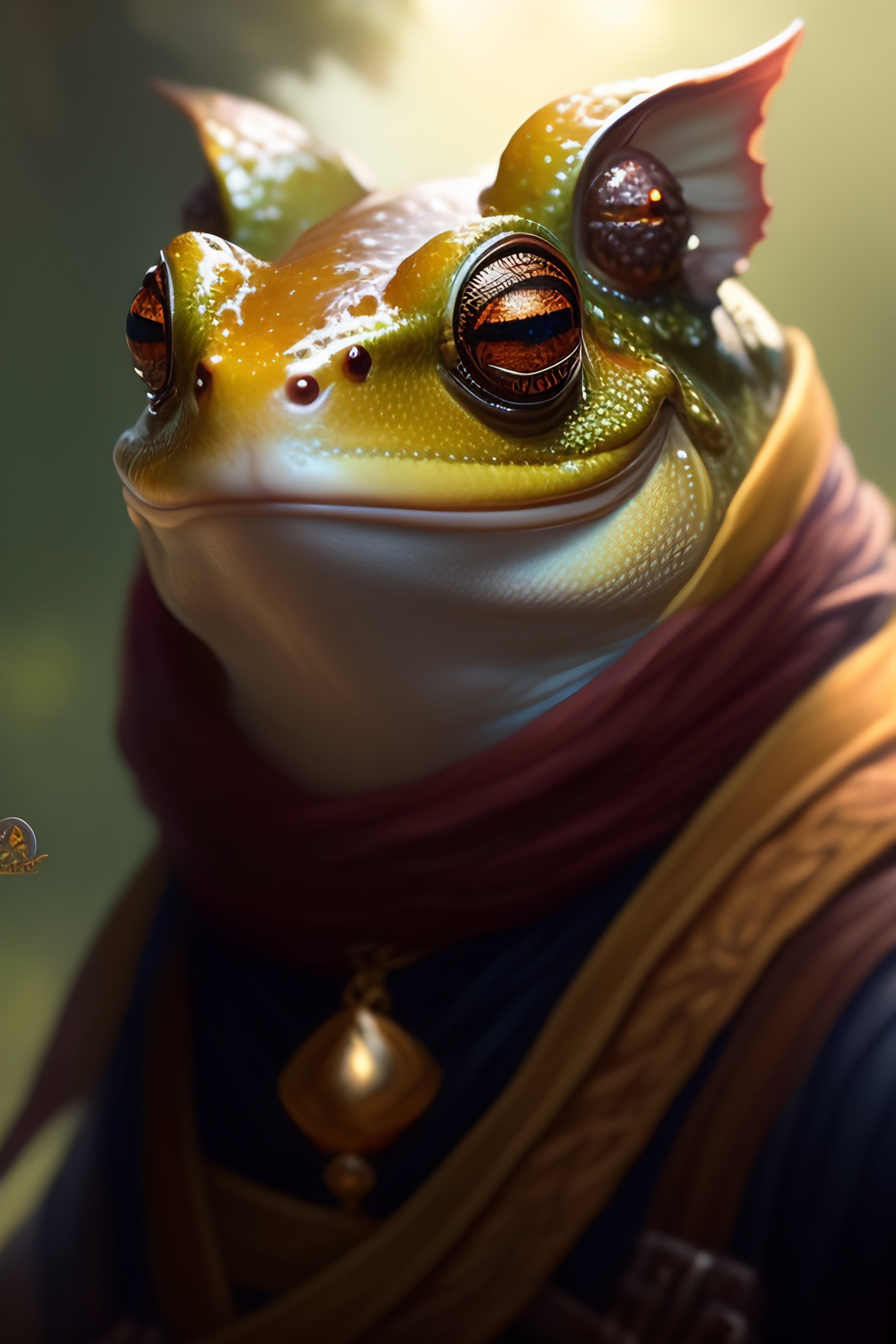 Lexica - A detailed portrait of a frog wise elderman, by justin gerard ...