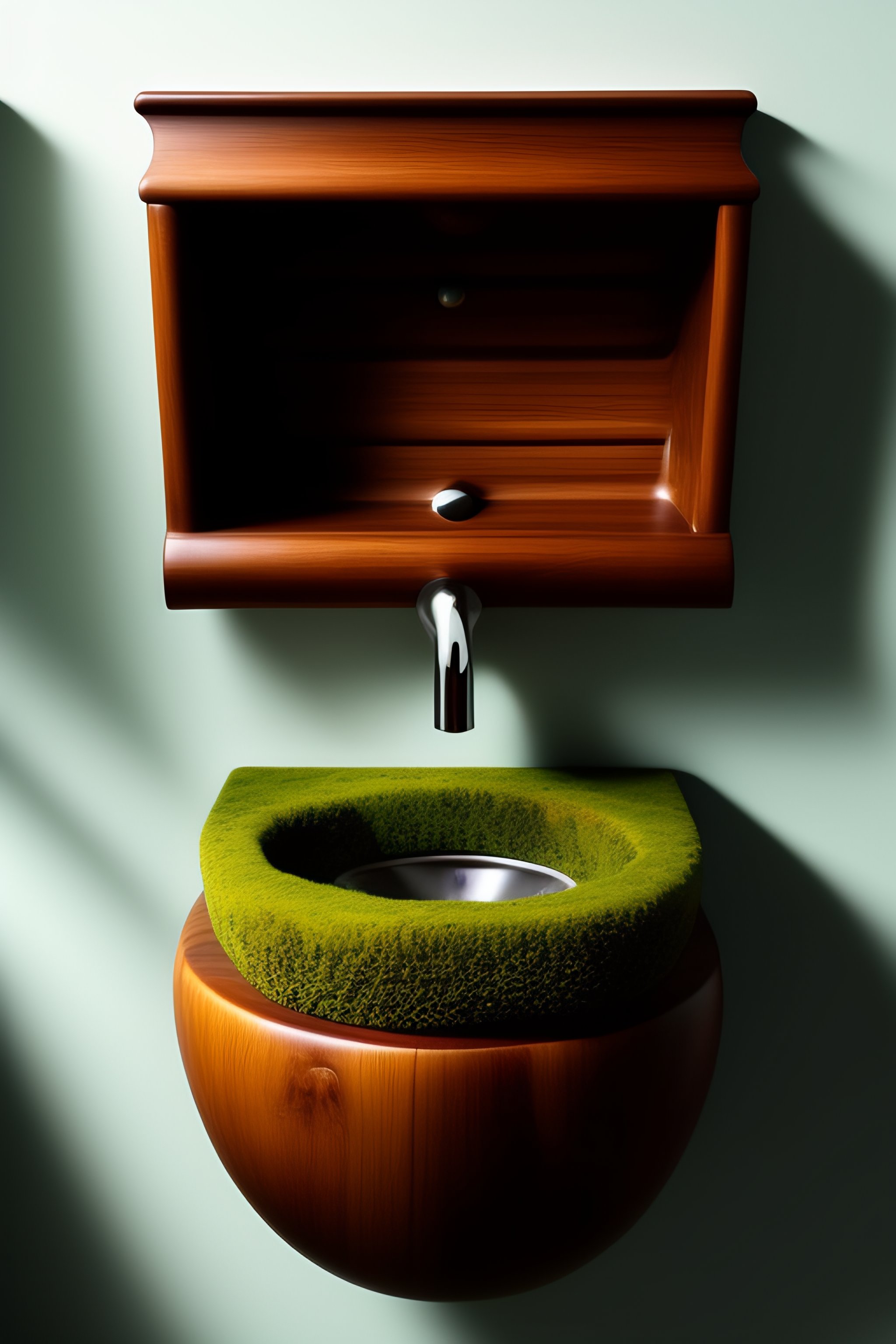 Lexica - A wooden urinal made out of old bamboo. Moss. Cottage core urinal