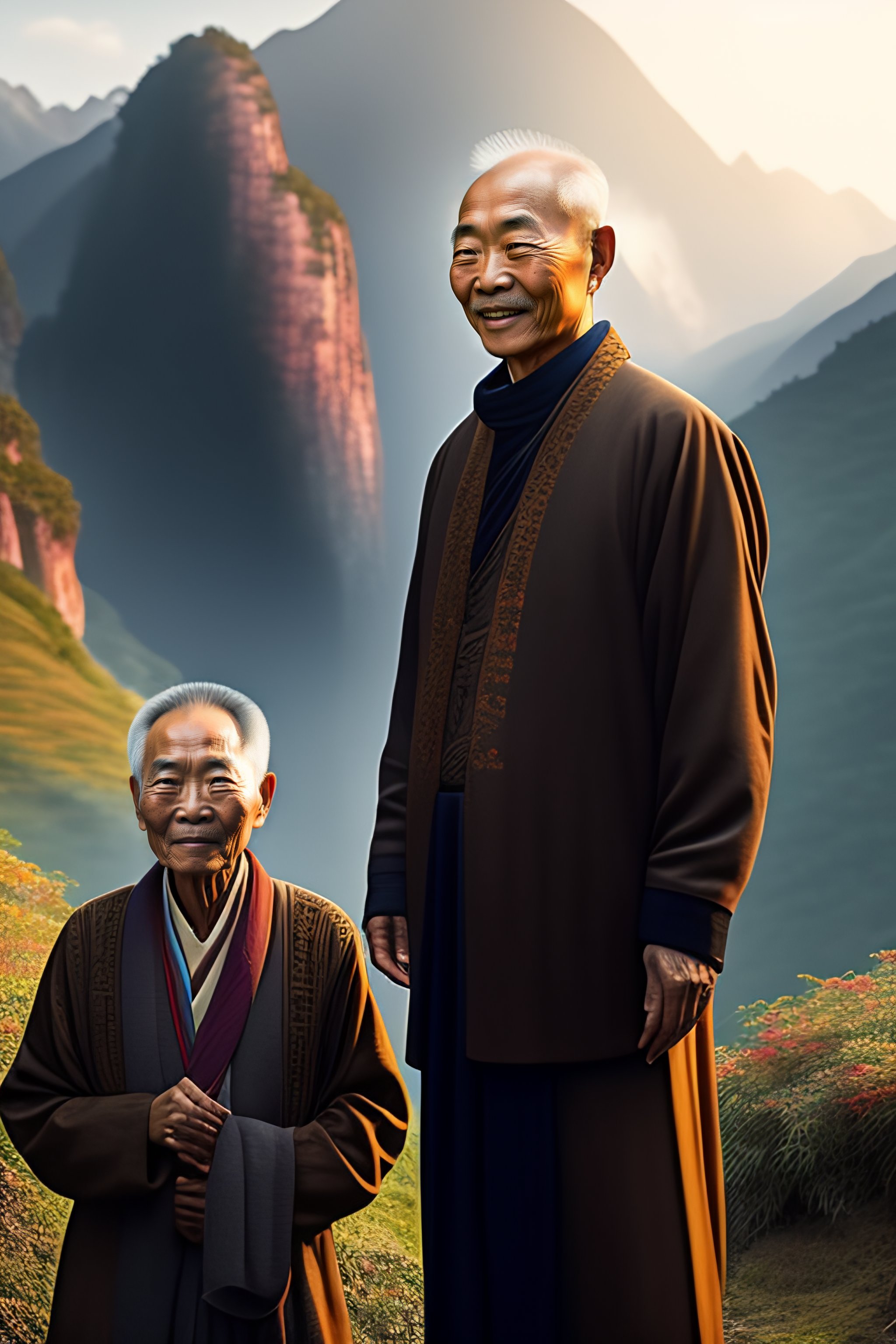 Lexica - Portrait of an old zen master smiling and chatting with young ...