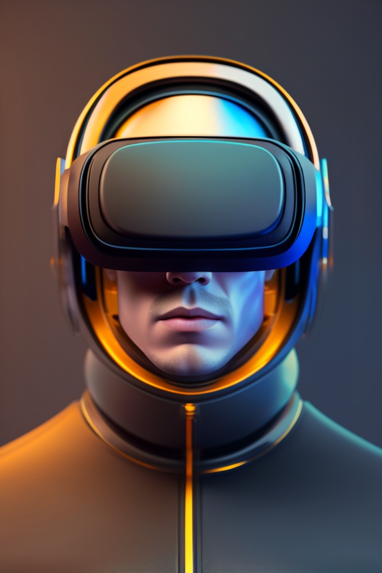 Lexica - Digital art of a futuristic VR headset worn by human, full ...