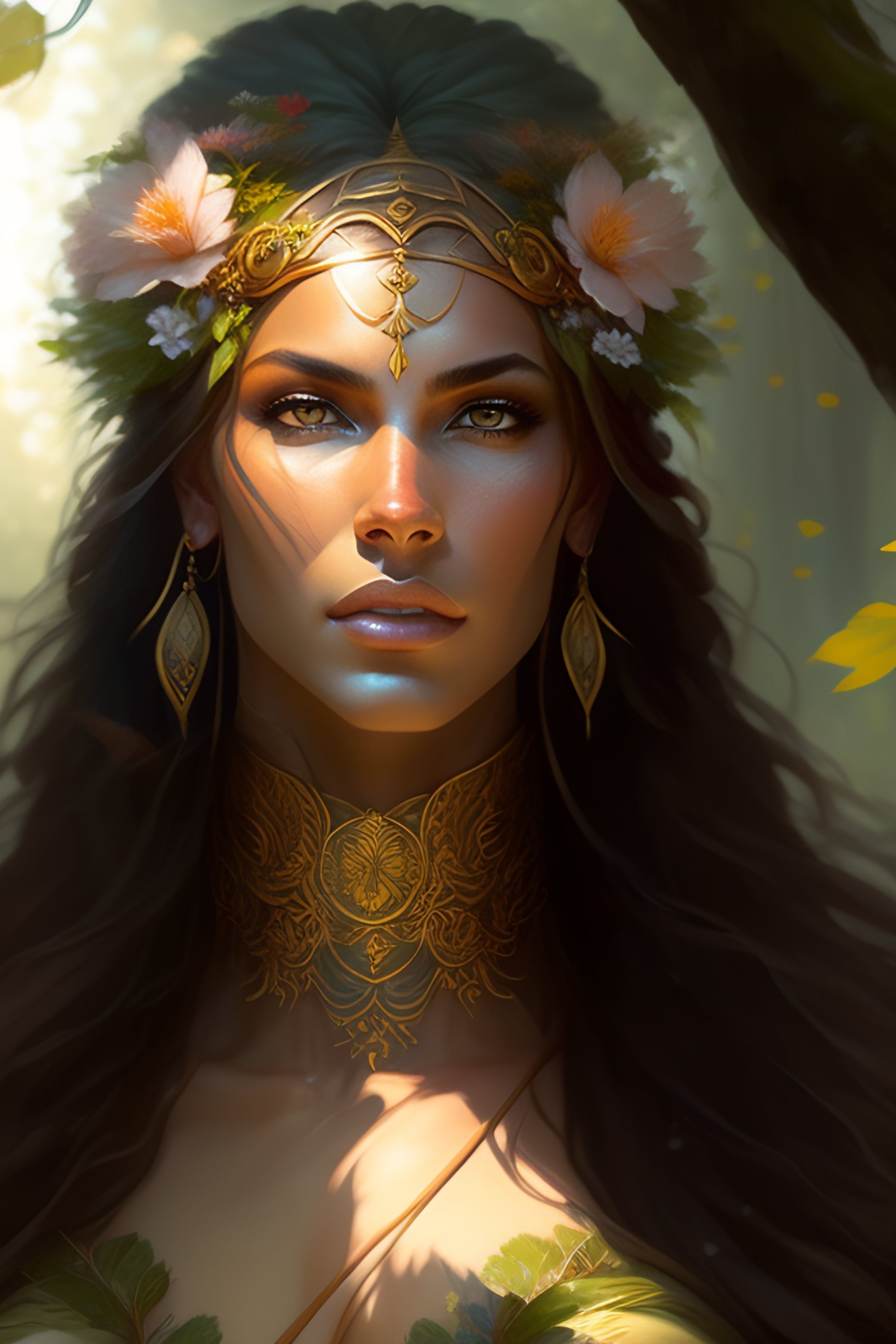 Lexica - Goddess of the forest, 30 years old, rugged, female, gorgeous ...