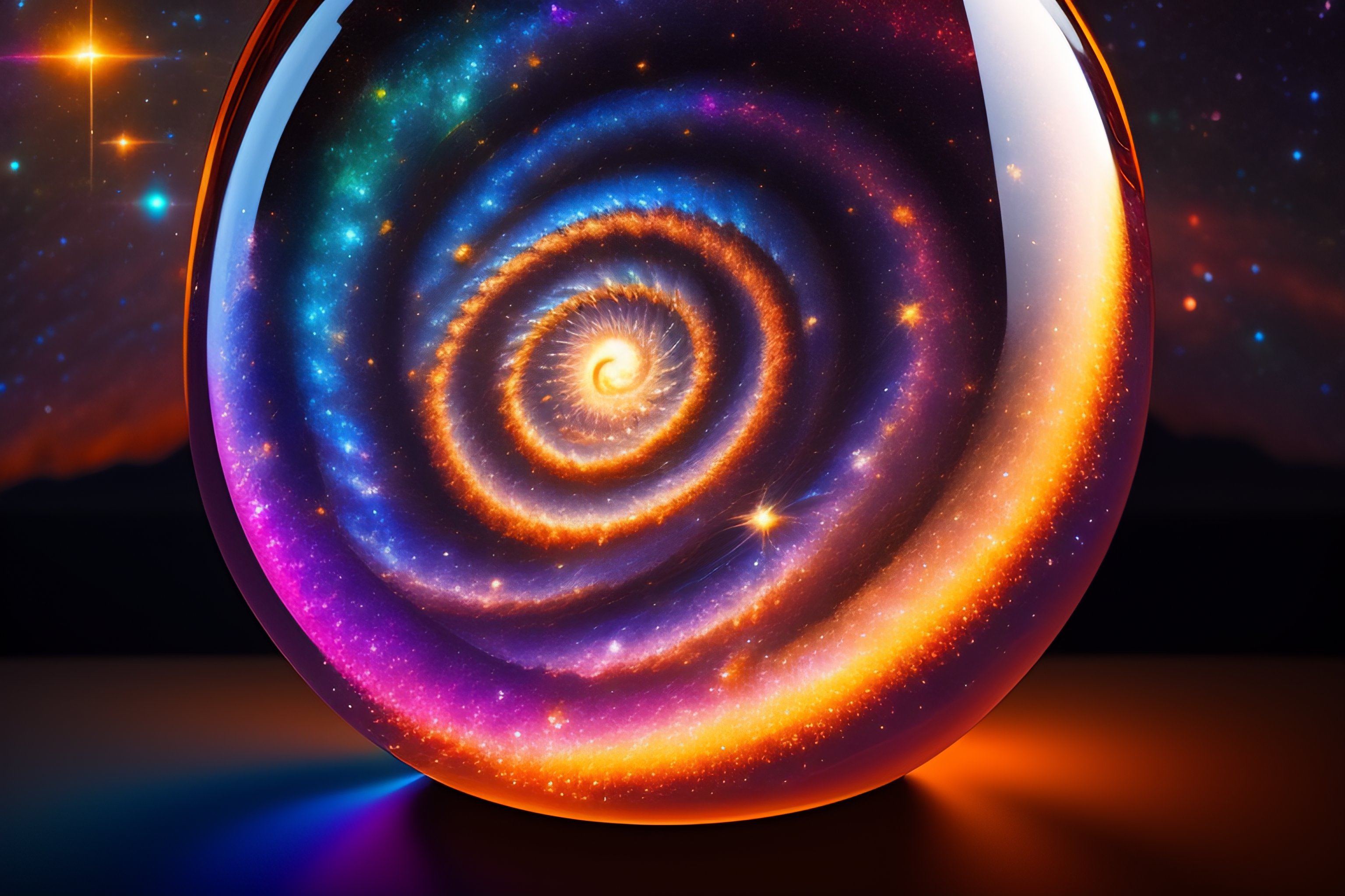 Lexica - Intricate spiral galaxy, inside a glass bottle. intricately ...