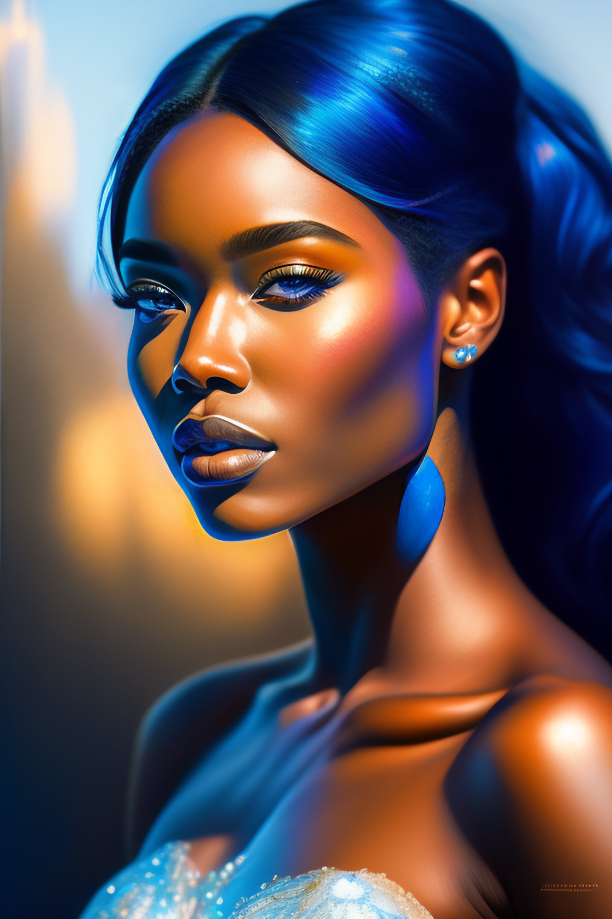 Lexica - Body portrait of beautiful fairy princess with bright blue ...