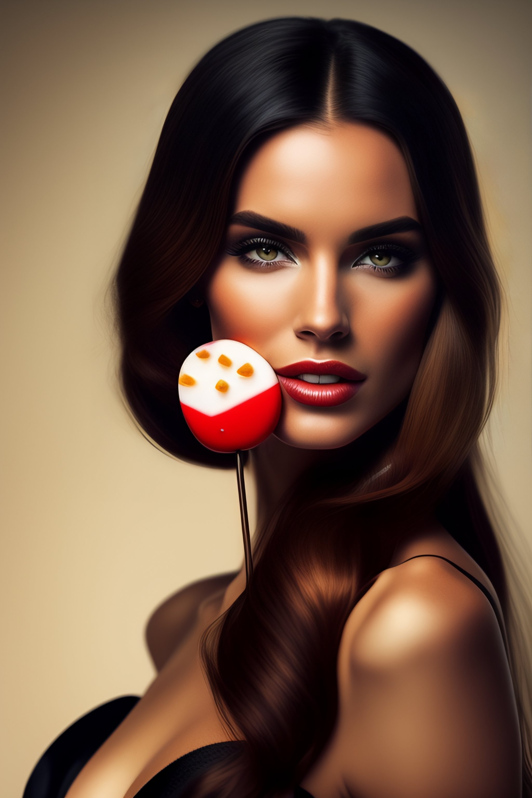 Lexica - Beautiful women with a lolly with long dark hear and in the ...