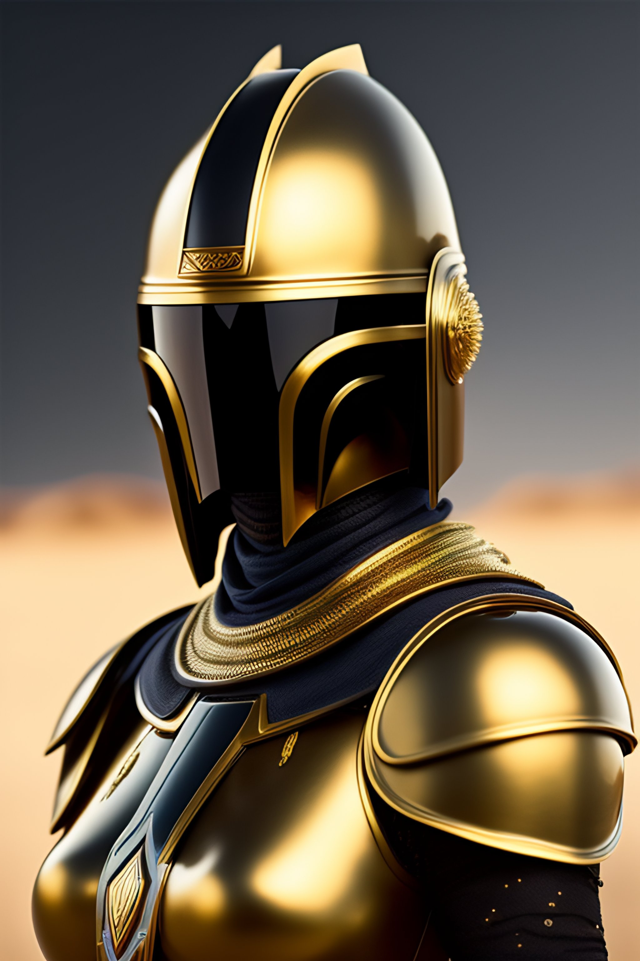 Lexica - Portrait of an opal vantablack mandalorian, opalescent ...