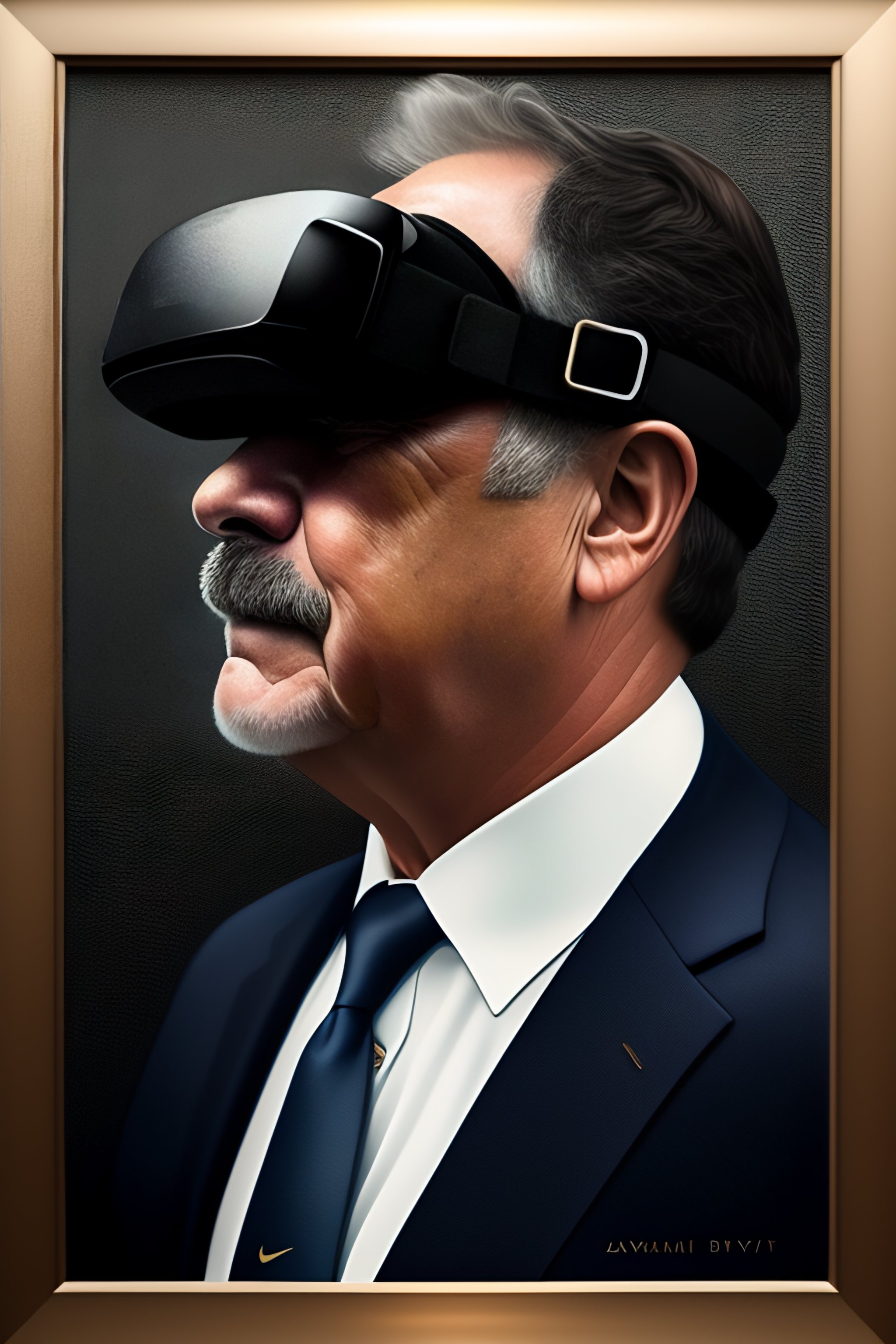 Lexica - Engraved Portrait of David Brewster wearing a VR headset
