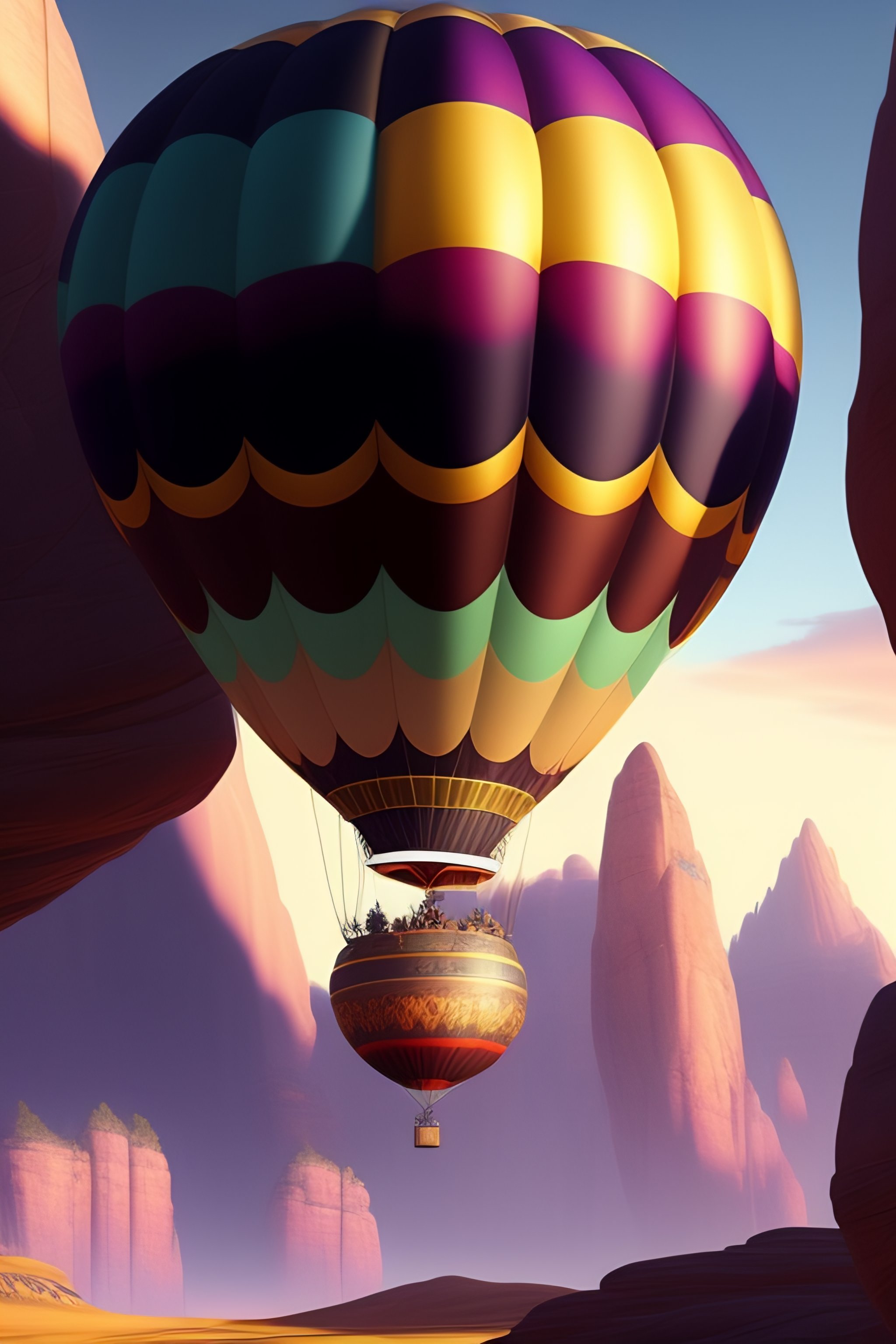 Lexica - Colorful hot air balloons high over the rocky mountais, color ...