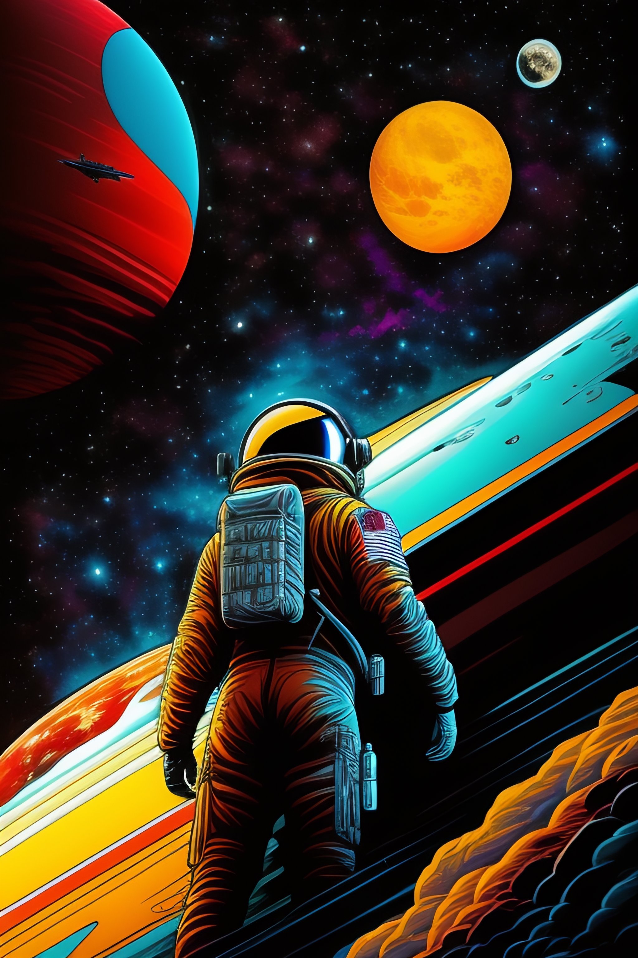 Lexica - Astronaut comic art. Comic book cover art. Photorealistic ink ...