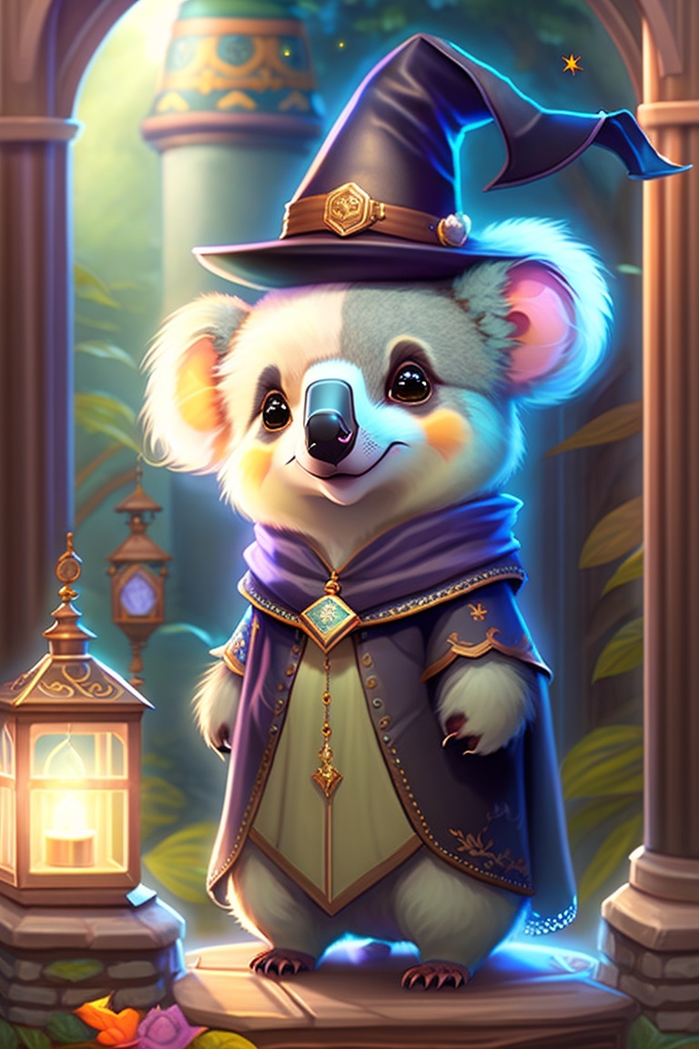 Lexica - A cute koala in a witch outfit, gothic, haunted mansion, anime ...