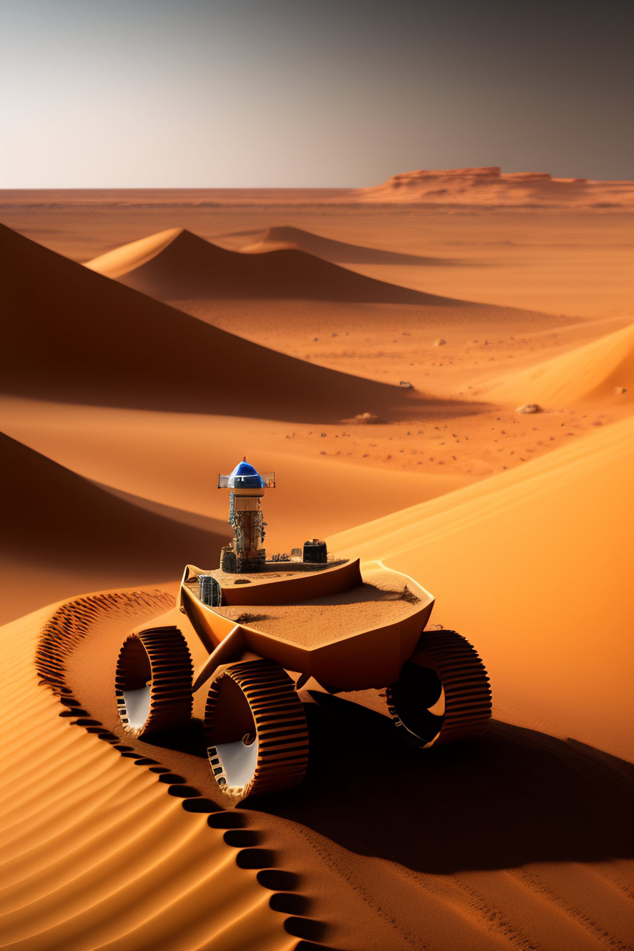 Lexica - Mars landscape sand dust realistic rover