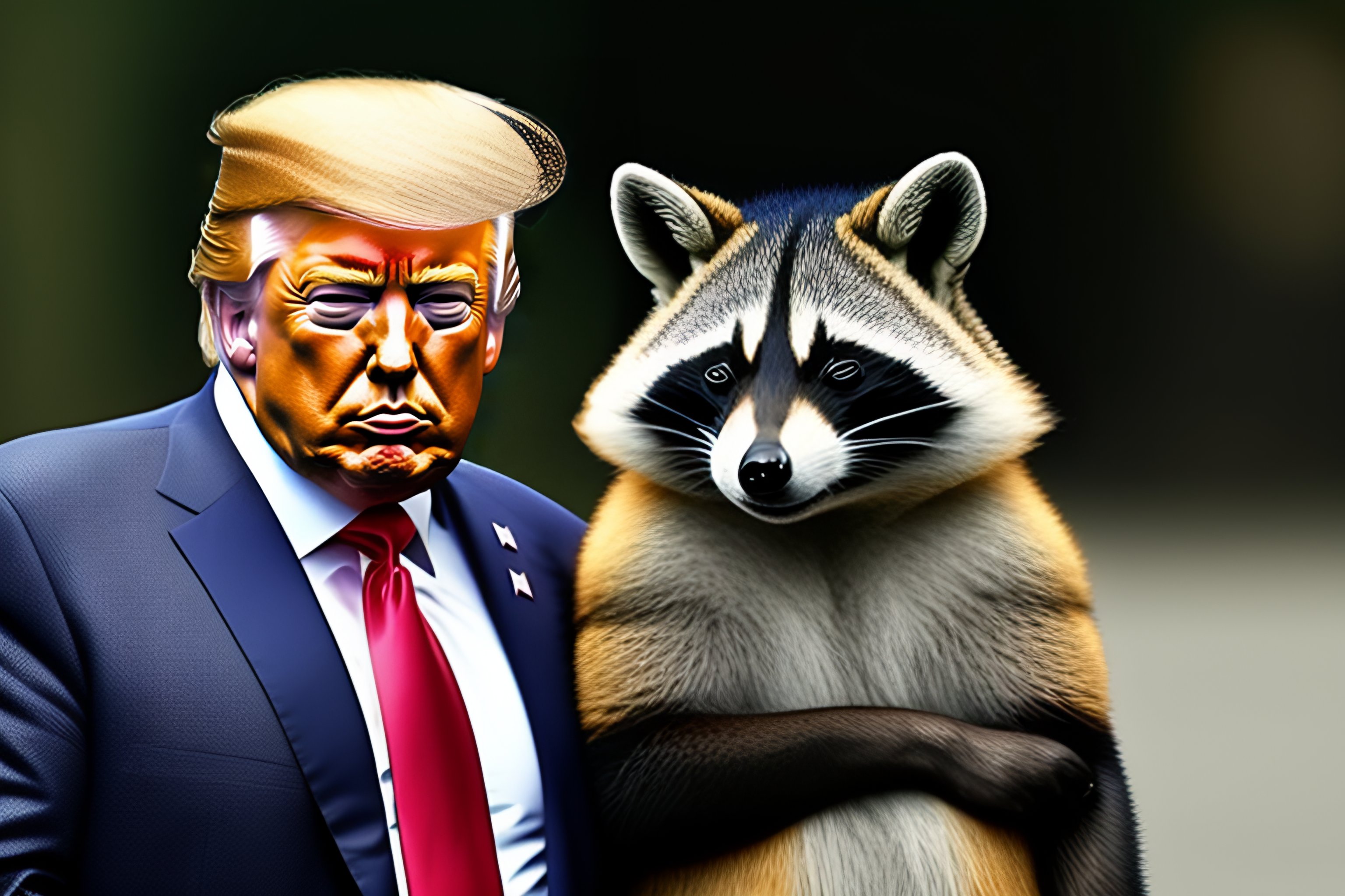 Lexica - Photo of donald trump and a raccoon