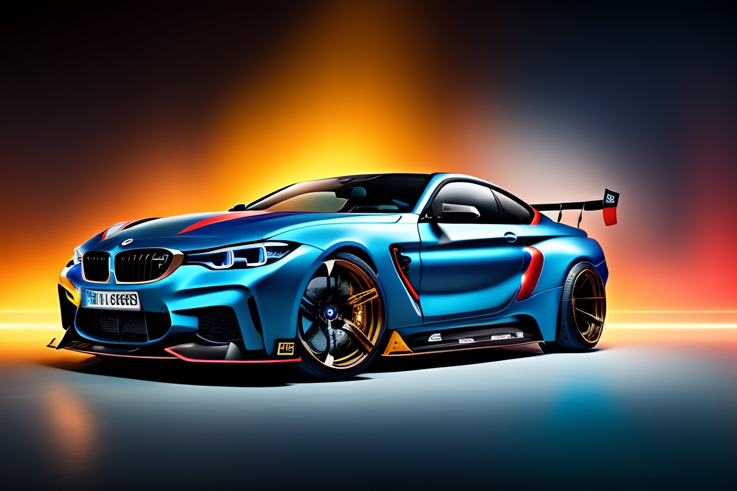 Lexica - BMW dealership with BMW supercar with glowing graphics