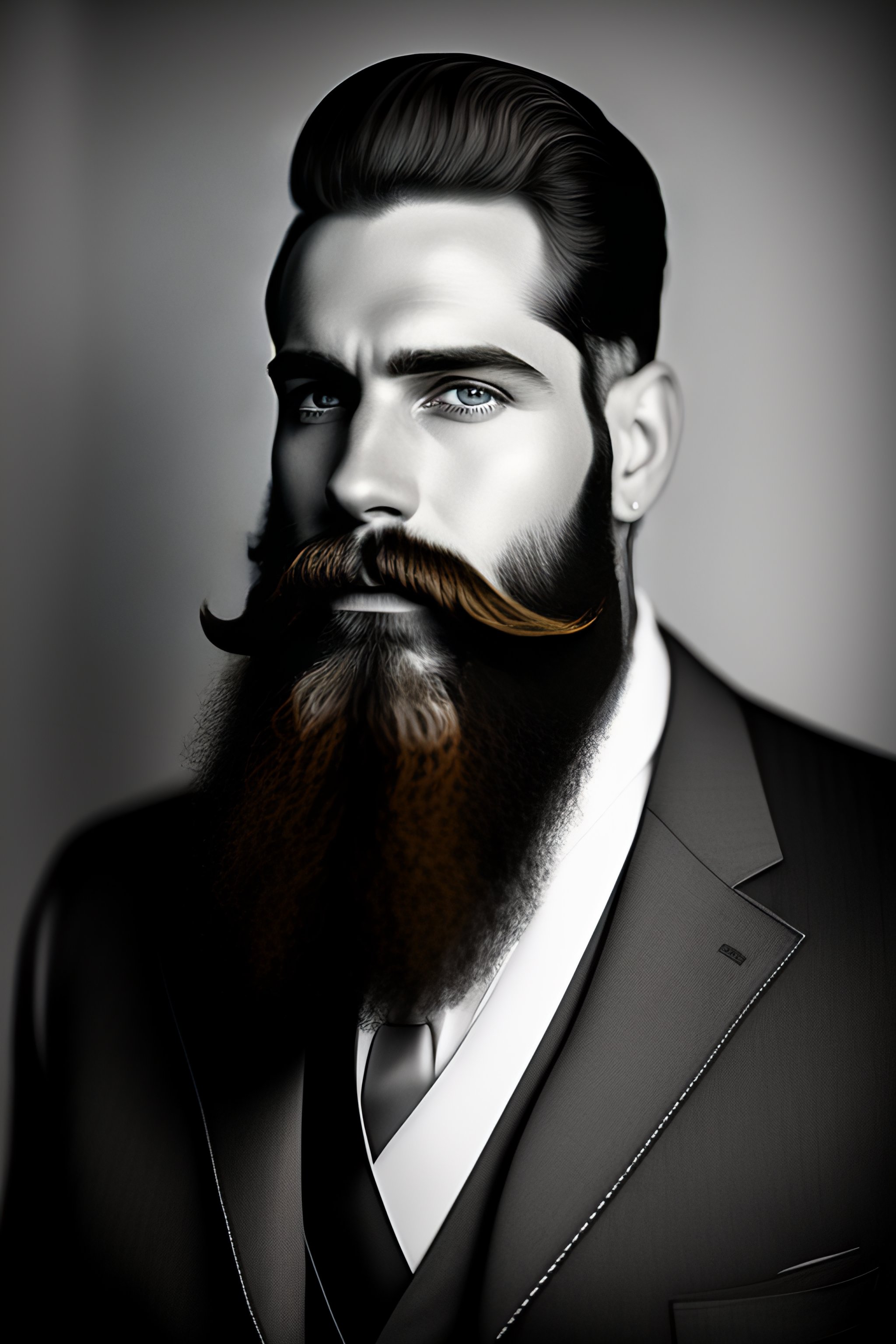 Lexica - Realistic photography of a stern man with beard 1930