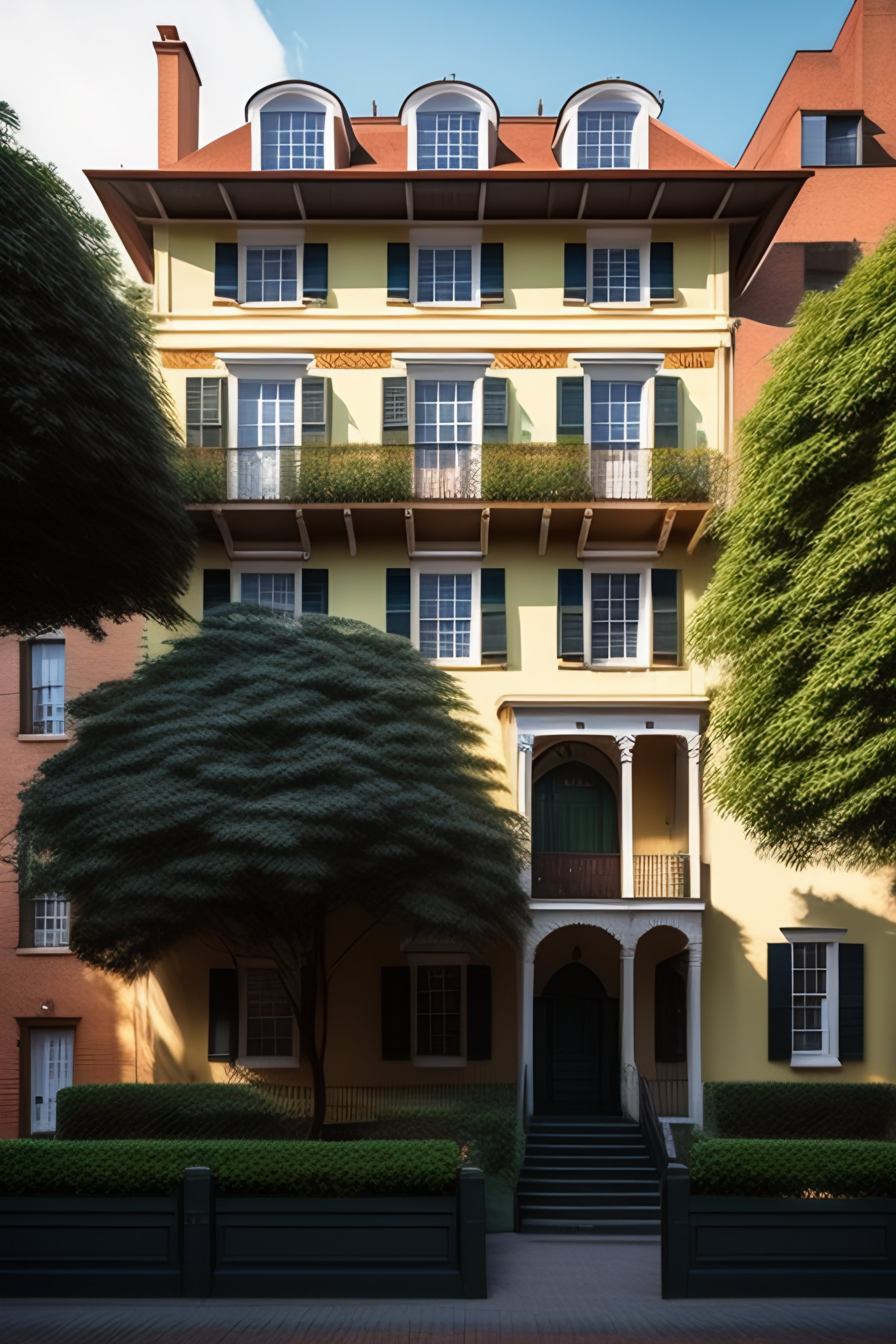 Lexica - 3 story building in colonial style in pedestrian street trees