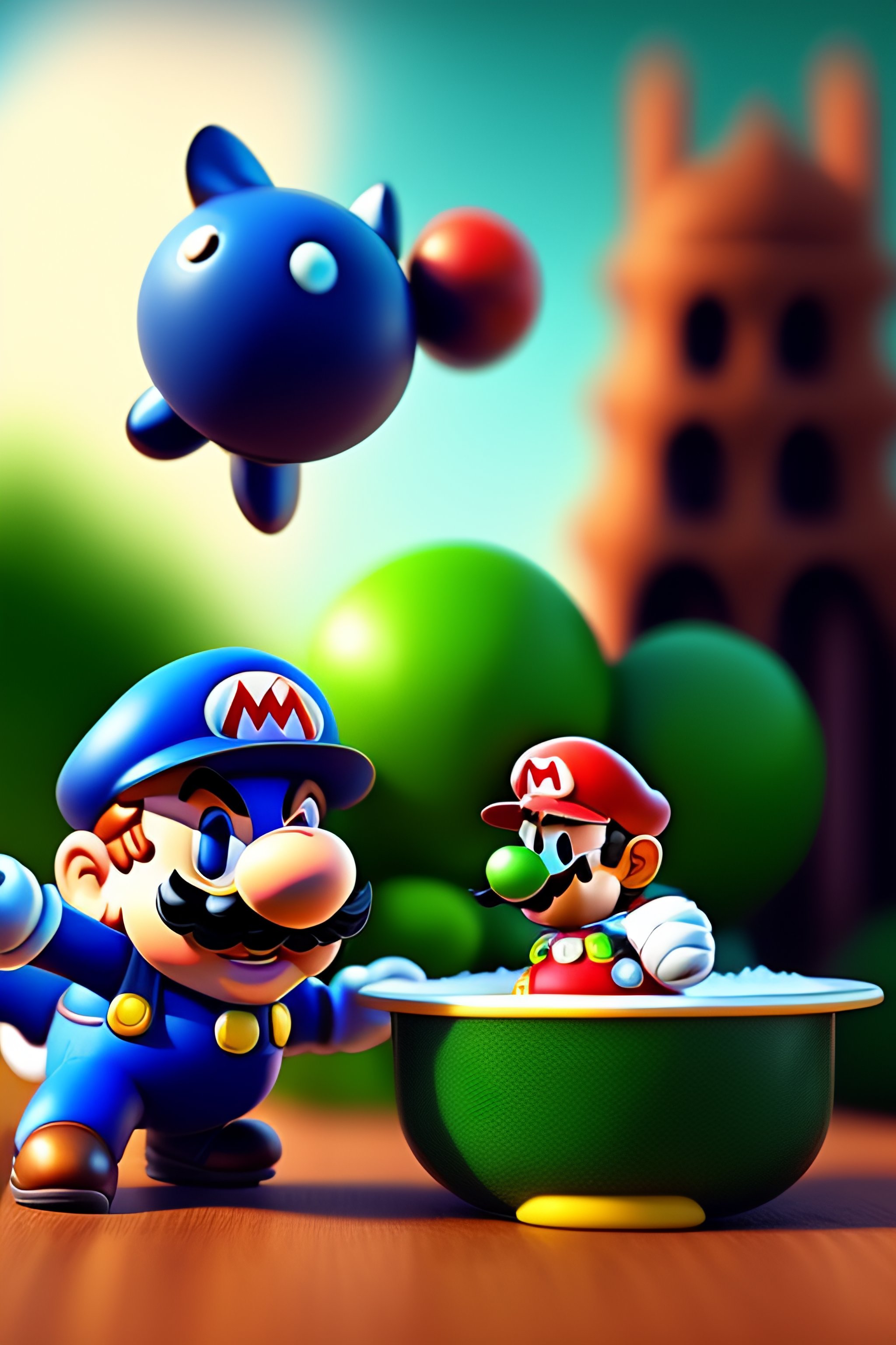 Lexica - In the world of mario batman eat pasta with yoshi