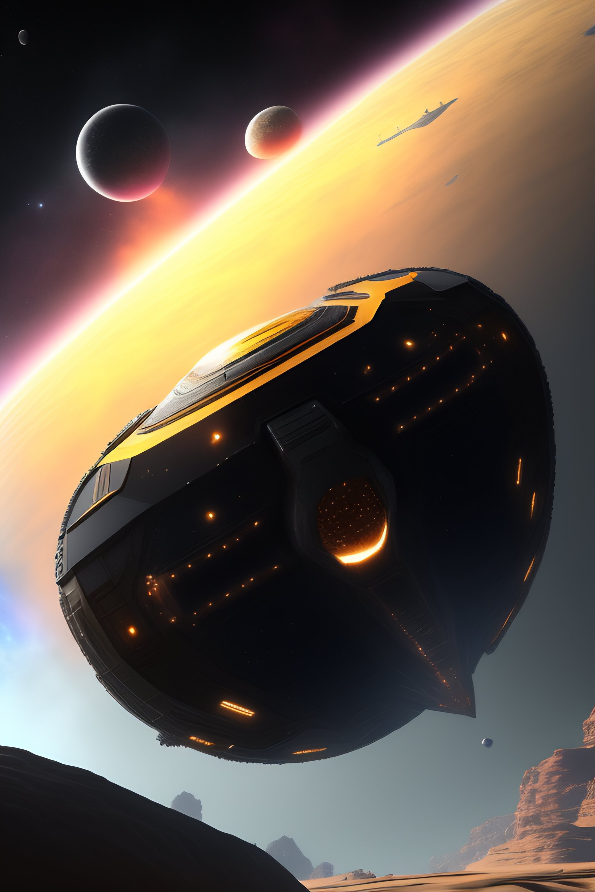 Lexica - Spaceship Mines Ore from an Asteroid eve online game style