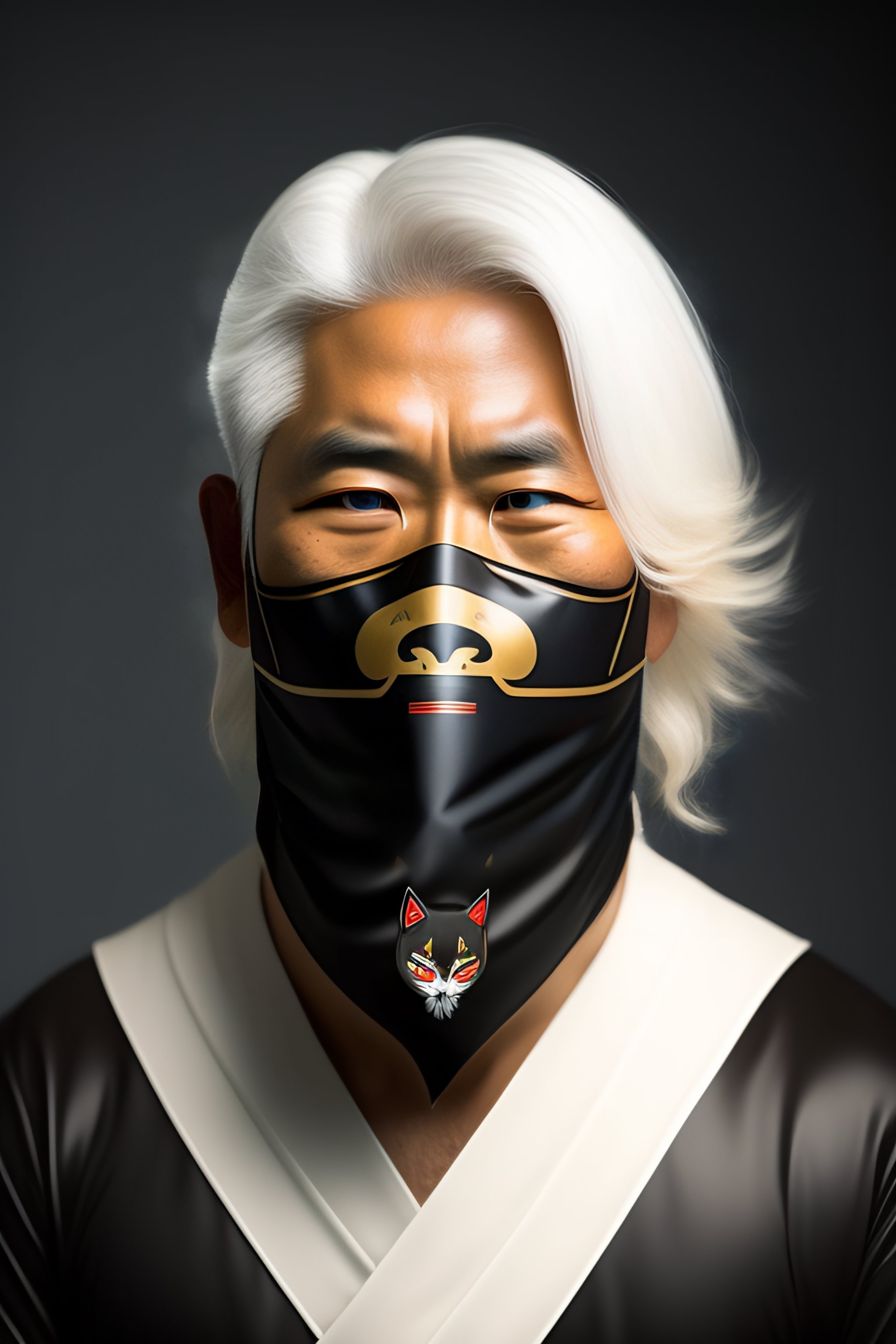 Lexica - A person with sad eyes with a kitsune mask hanging close to ...