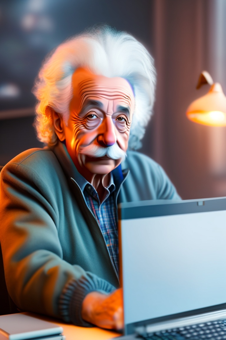 Lexica - Albert einstein is sitting down in front of his gamer pc ...